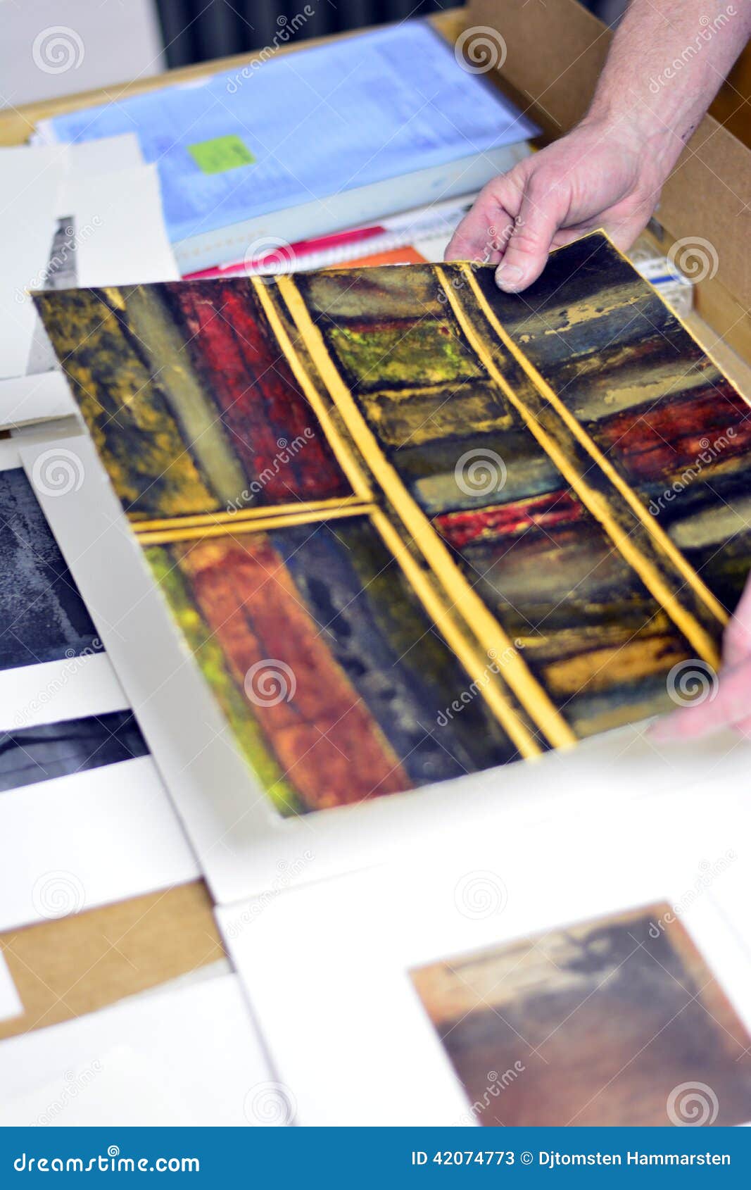 Artist Working with Printing Stock Image - Image of repairing, knife ...