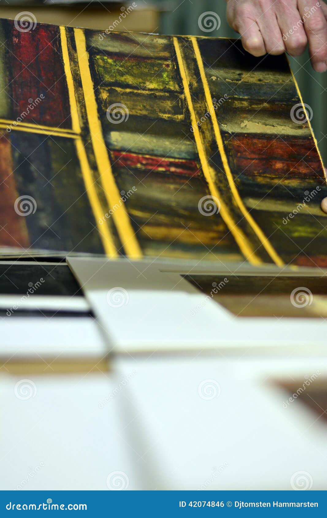 Artist Working with Printing Stock Photo - Image of painting, artwork ...