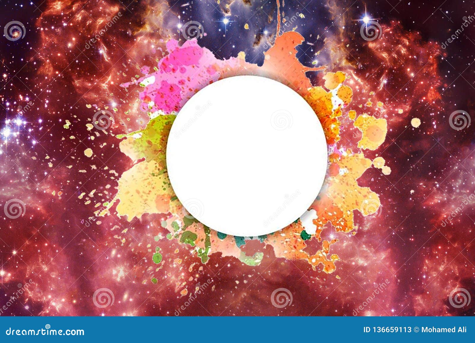 Artistic Abstract Galactic Multicolored Nebula Galaxy Below a ...