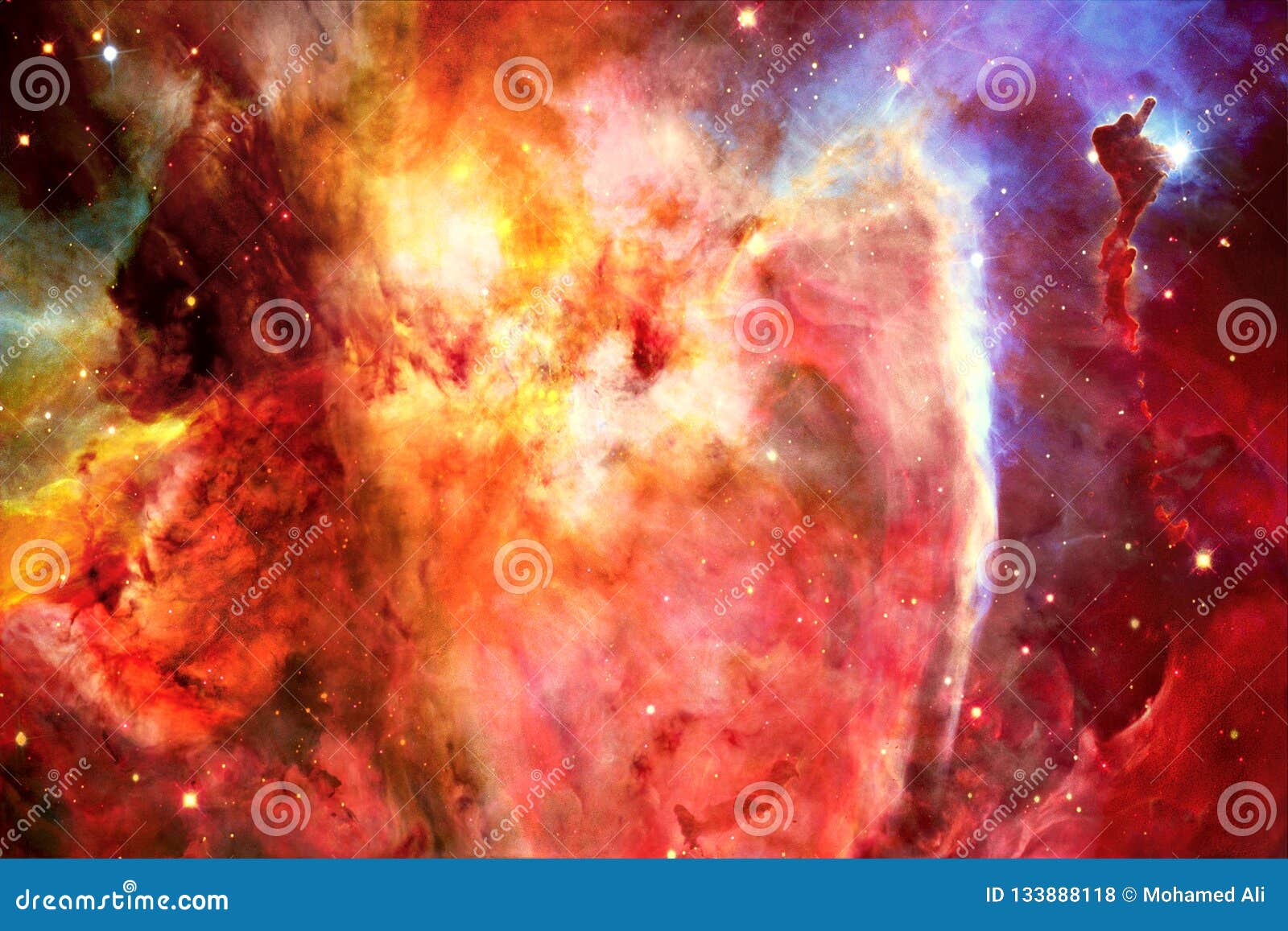 Artistic Abstract Nebula Galaxy In Space Of Night Sky Exploding Into ...
