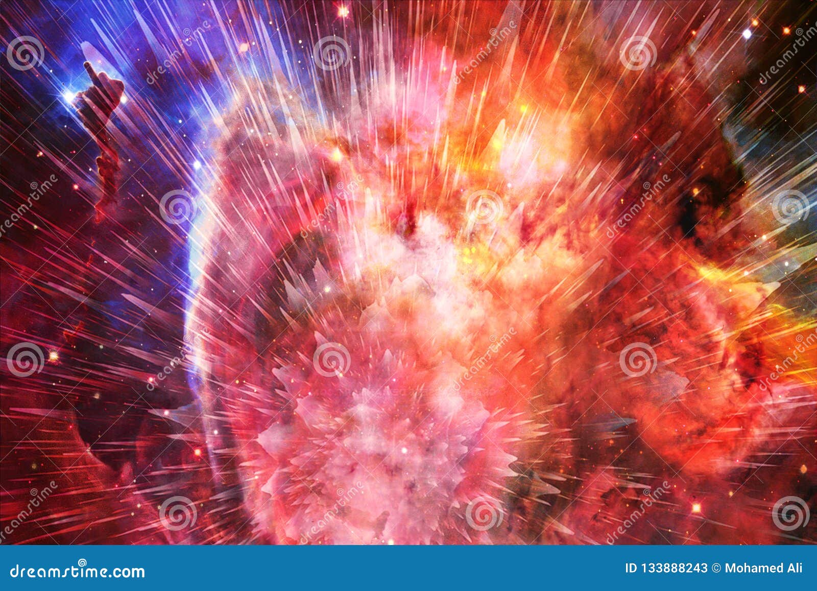 Artistic Abstract Nebula Galaxy in Space of Night Sky Exploding into ...