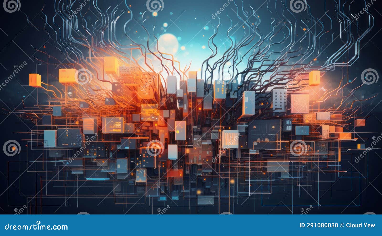 Artistic AI Composition for Tech Projects Stock Illustration ...