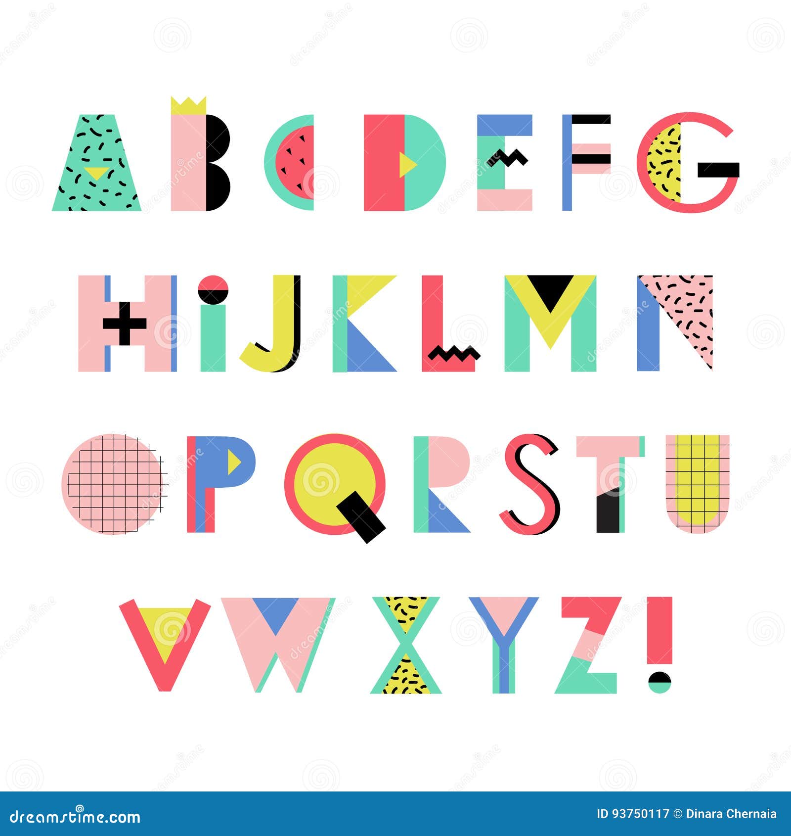 Artistic Alphabet in Trendy Memphis Geometric Style. Creative Font ... Artistic Alphabet in Trendy Memphis Geometric Style. Creative Font ...