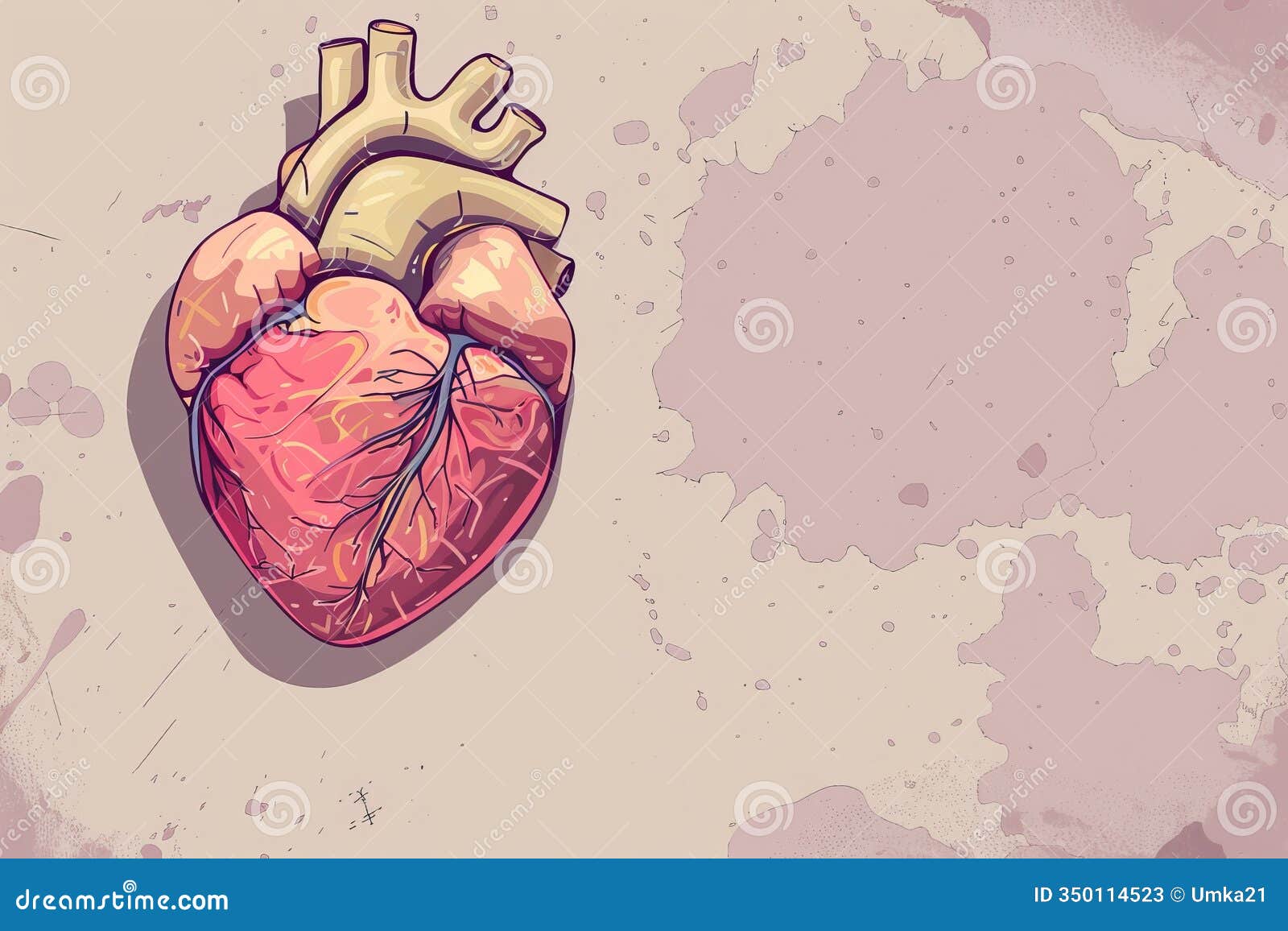 Artistic Anatomical Heart Illustration With Detailed Linework ...