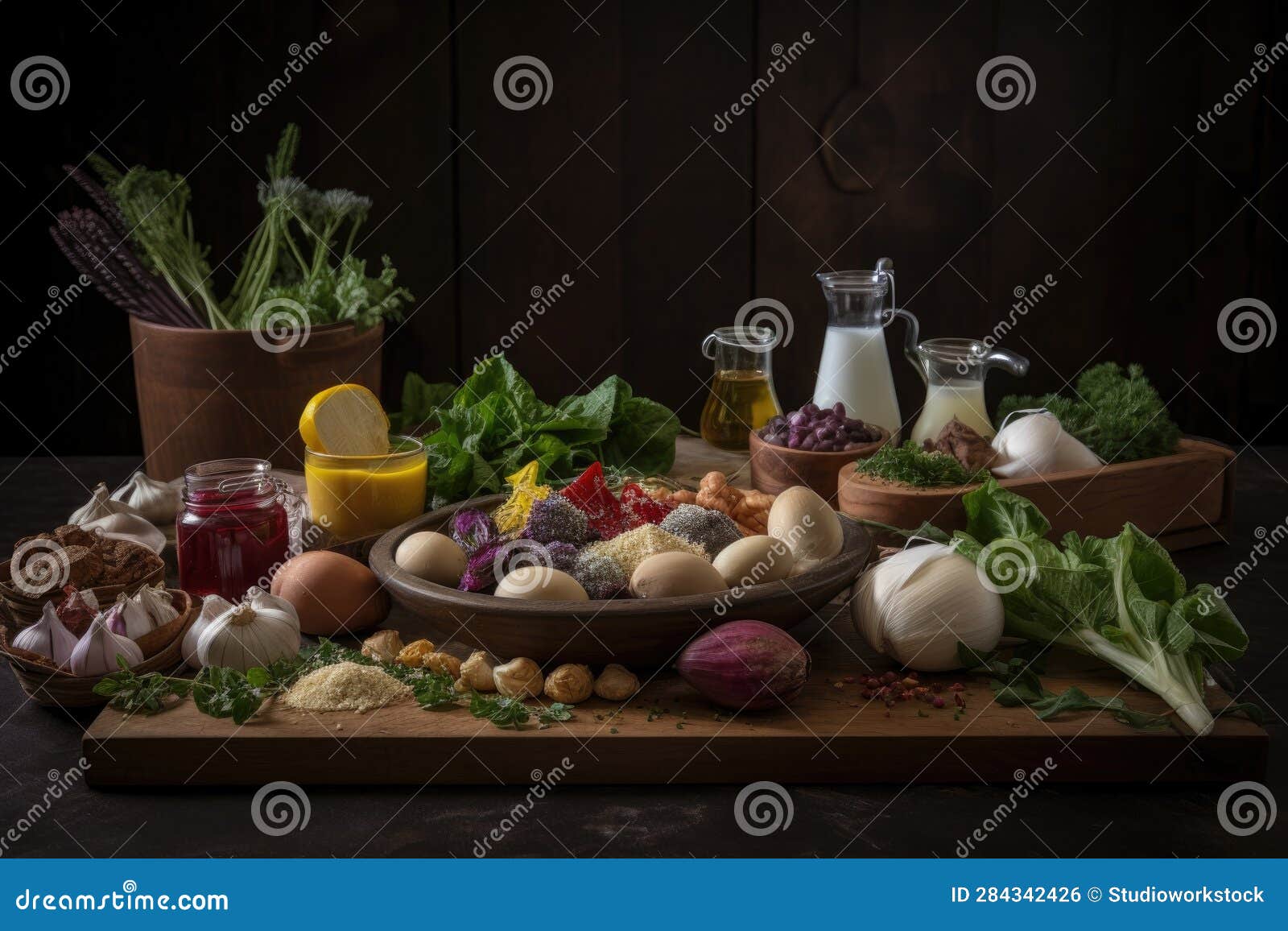 An Artistic Arrangement of Different Ingredients, Ready To Be Cooked ...