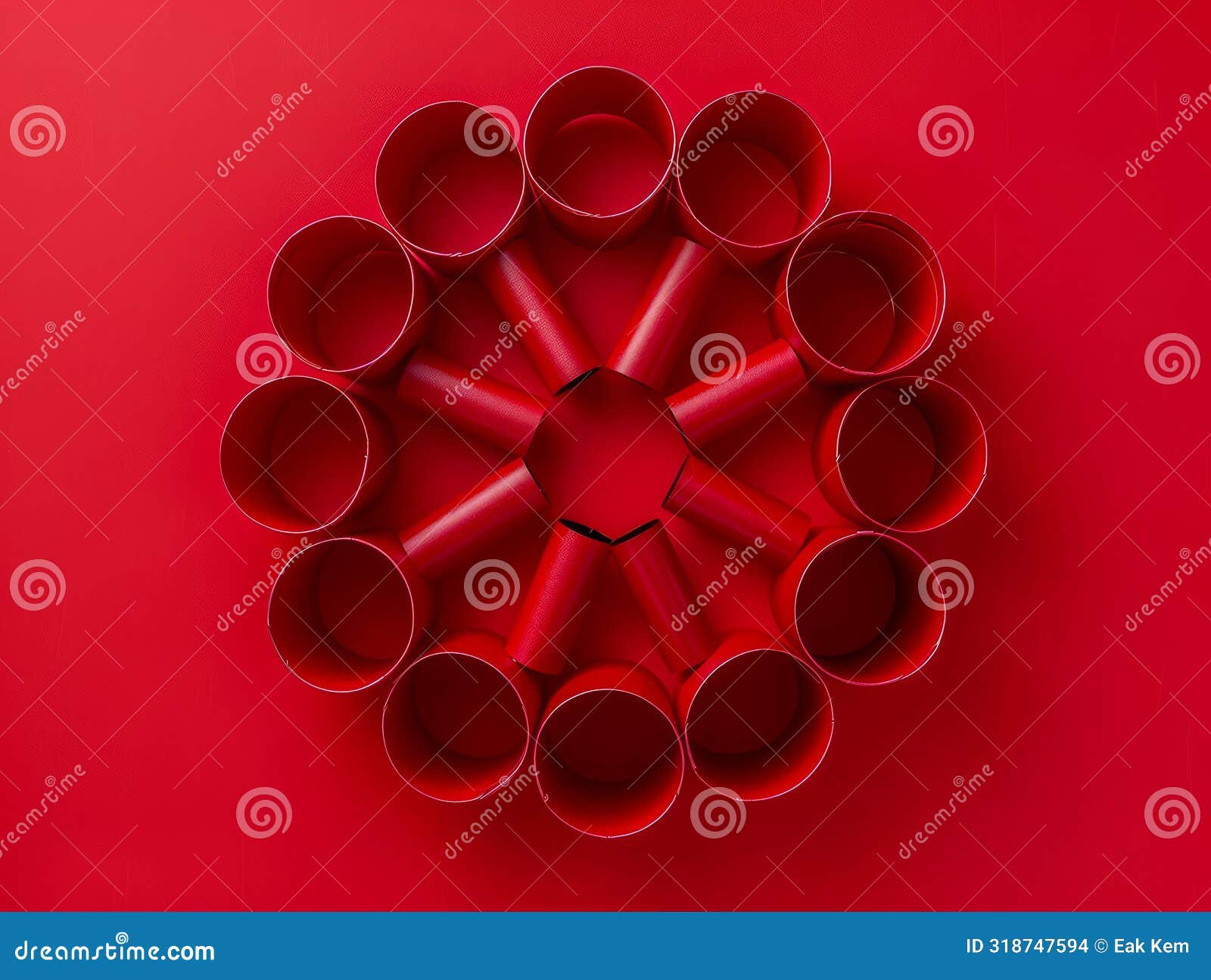 Artistic Arrangement of Red Circular Objects in Symmetrical Pattern on ...