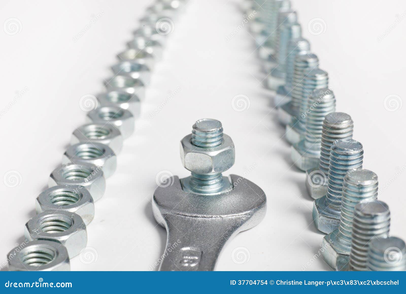 Artistic Arrangement of a Spanner, Bolts and Nuts Stock Photo - Image ...