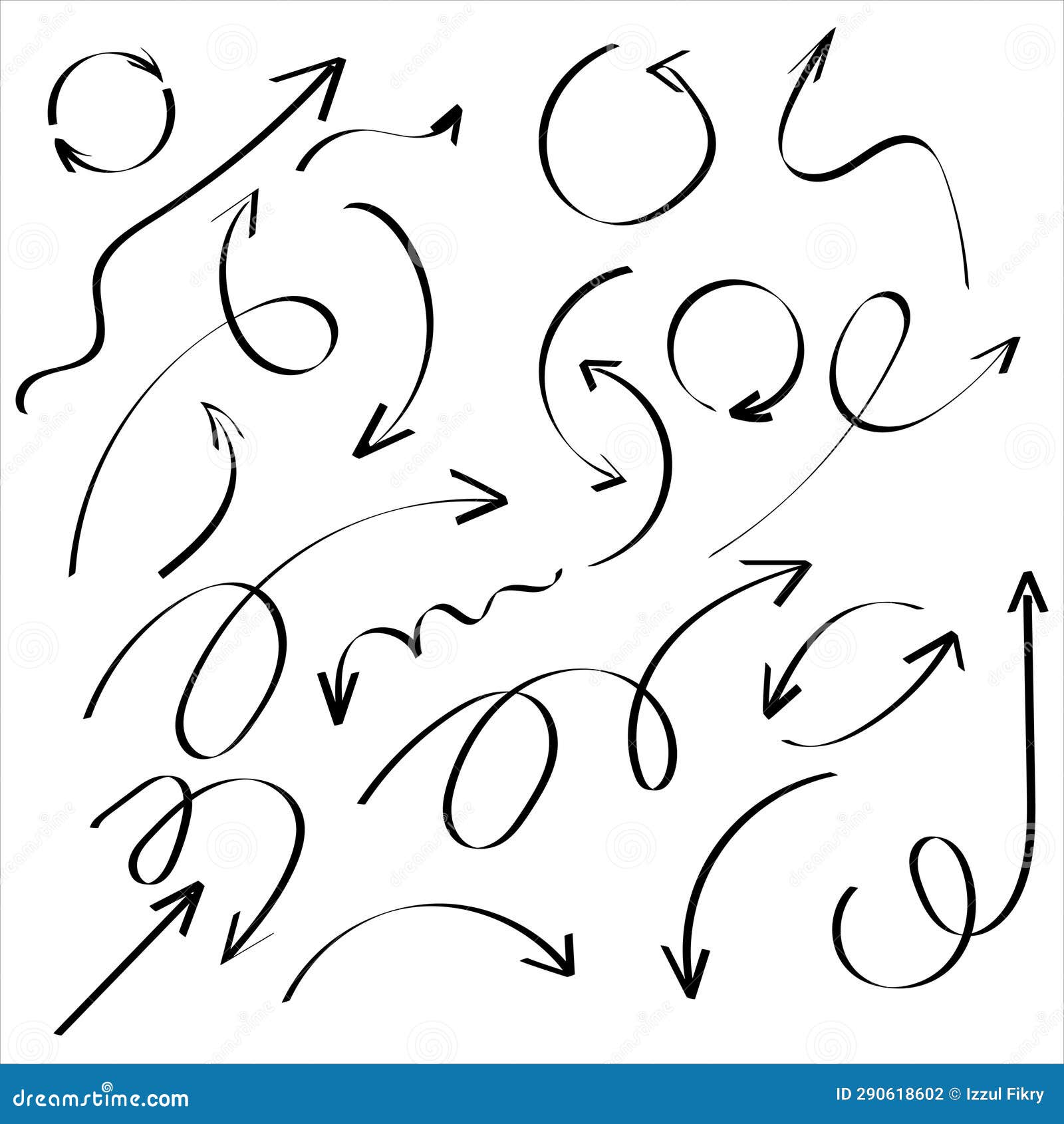 Artistic Arrow Hand Drawn Arrow Pointer Set Stock Vector - Illustration ...