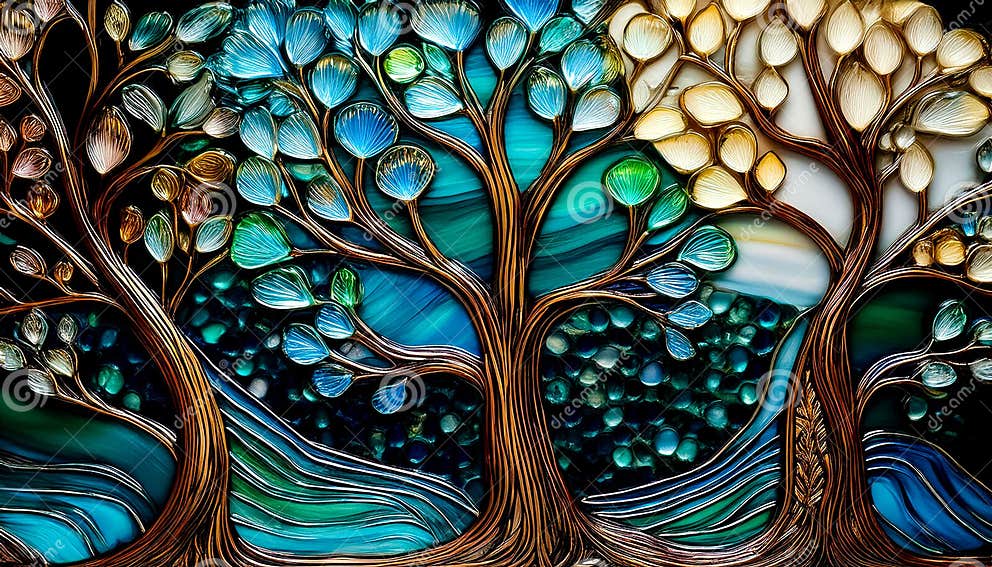 An Artistic Artwork Shows an Embossed Landscape Done with a Design in ...