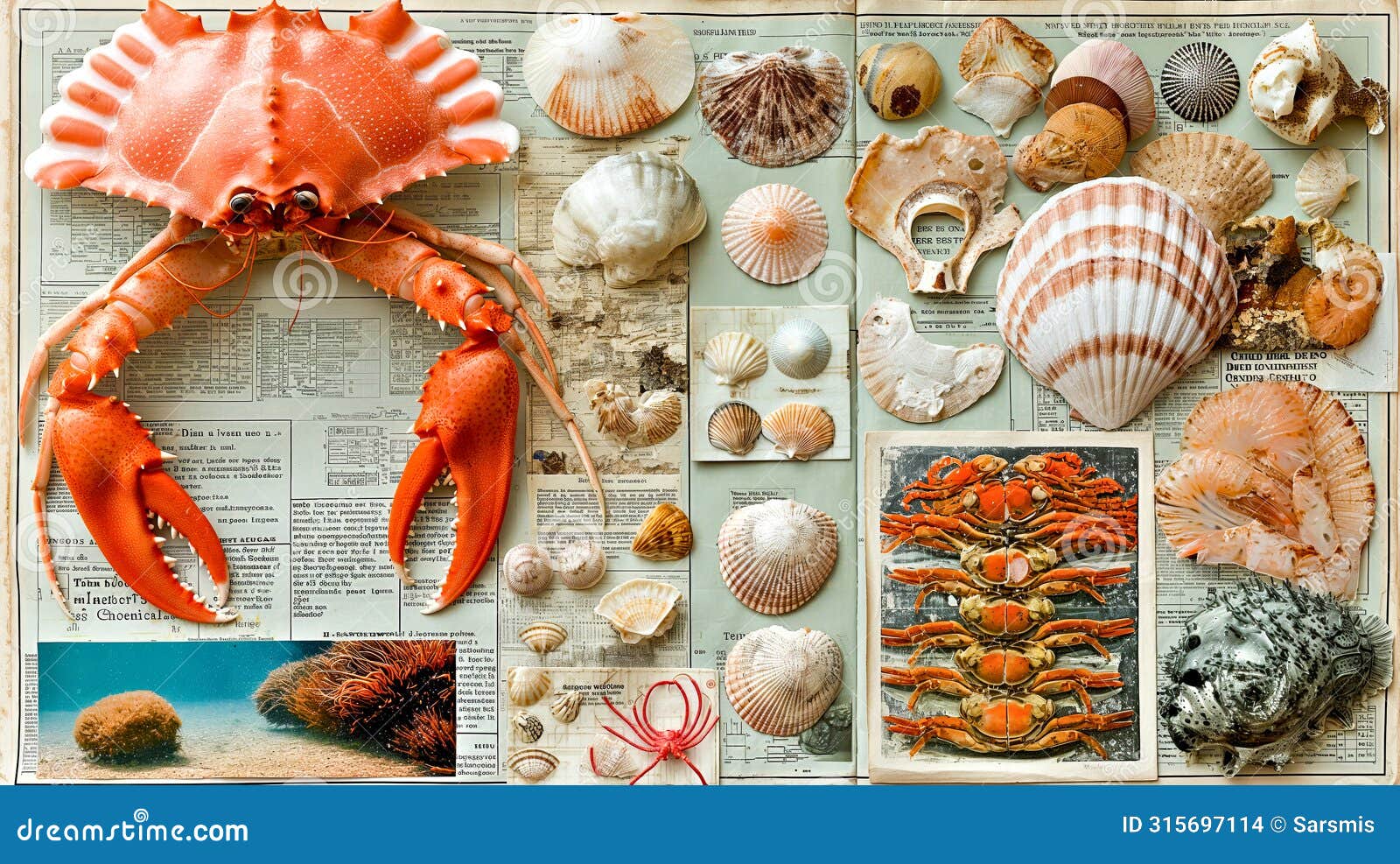 An Artistic Assembly of Seashells, Starfish, and Ocean Artifacts Spread ...