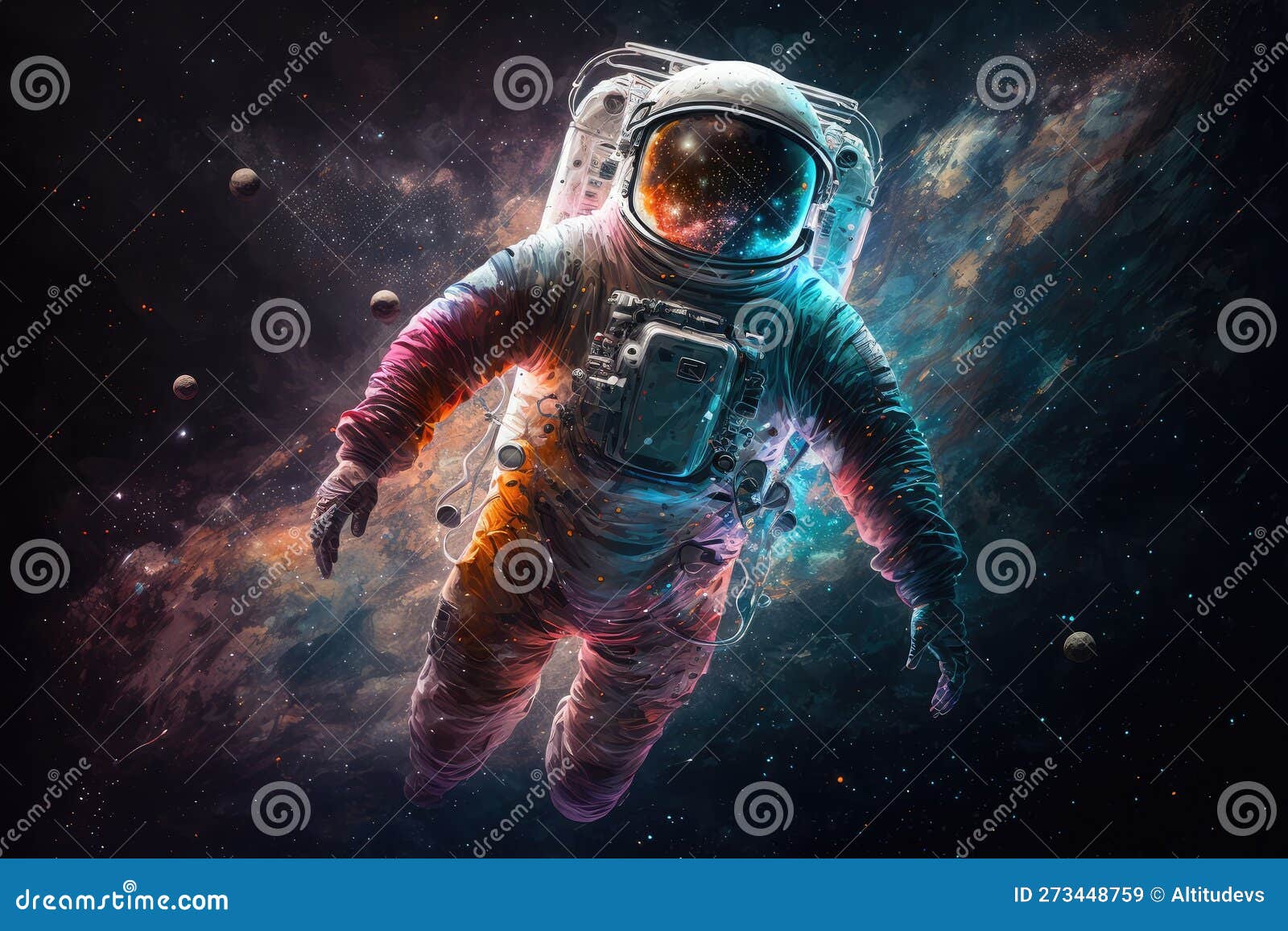 Artistic Astronaut, Floating among Stars and Galaxies in Outer Space ...