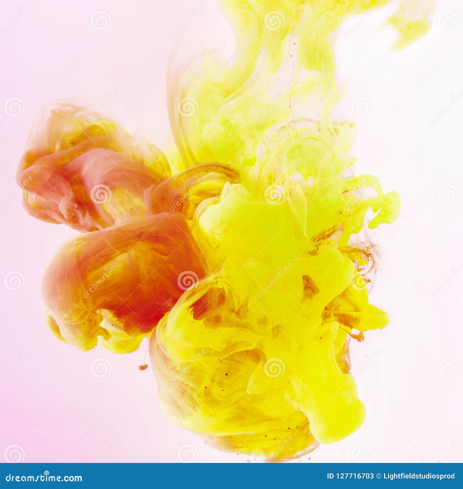 Artistic Background with Flowing Yellow and Red Paint on Pink Stock ...
