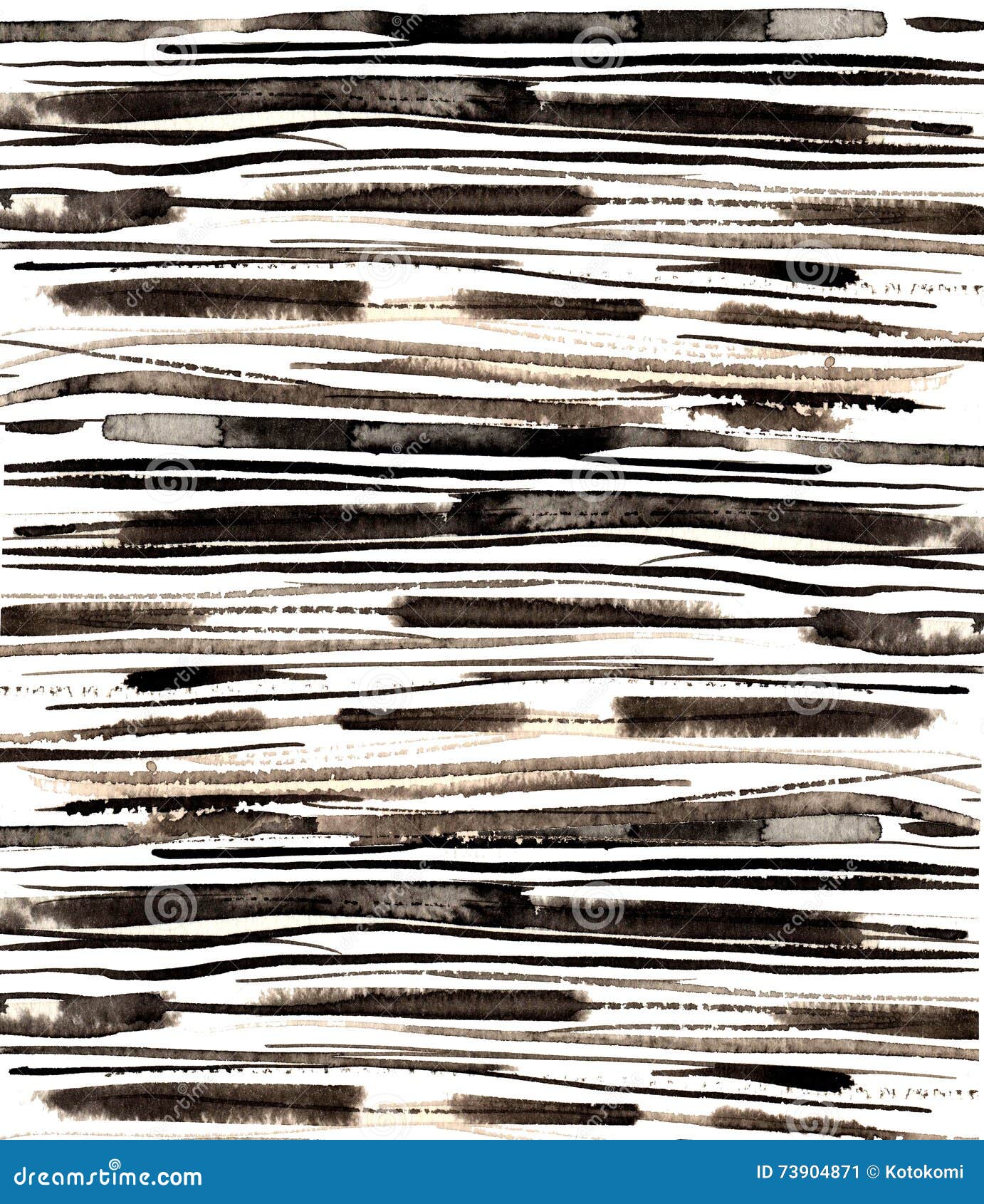 Artistic Background with Horizontal Brush Strokes. Expressive Ink ...