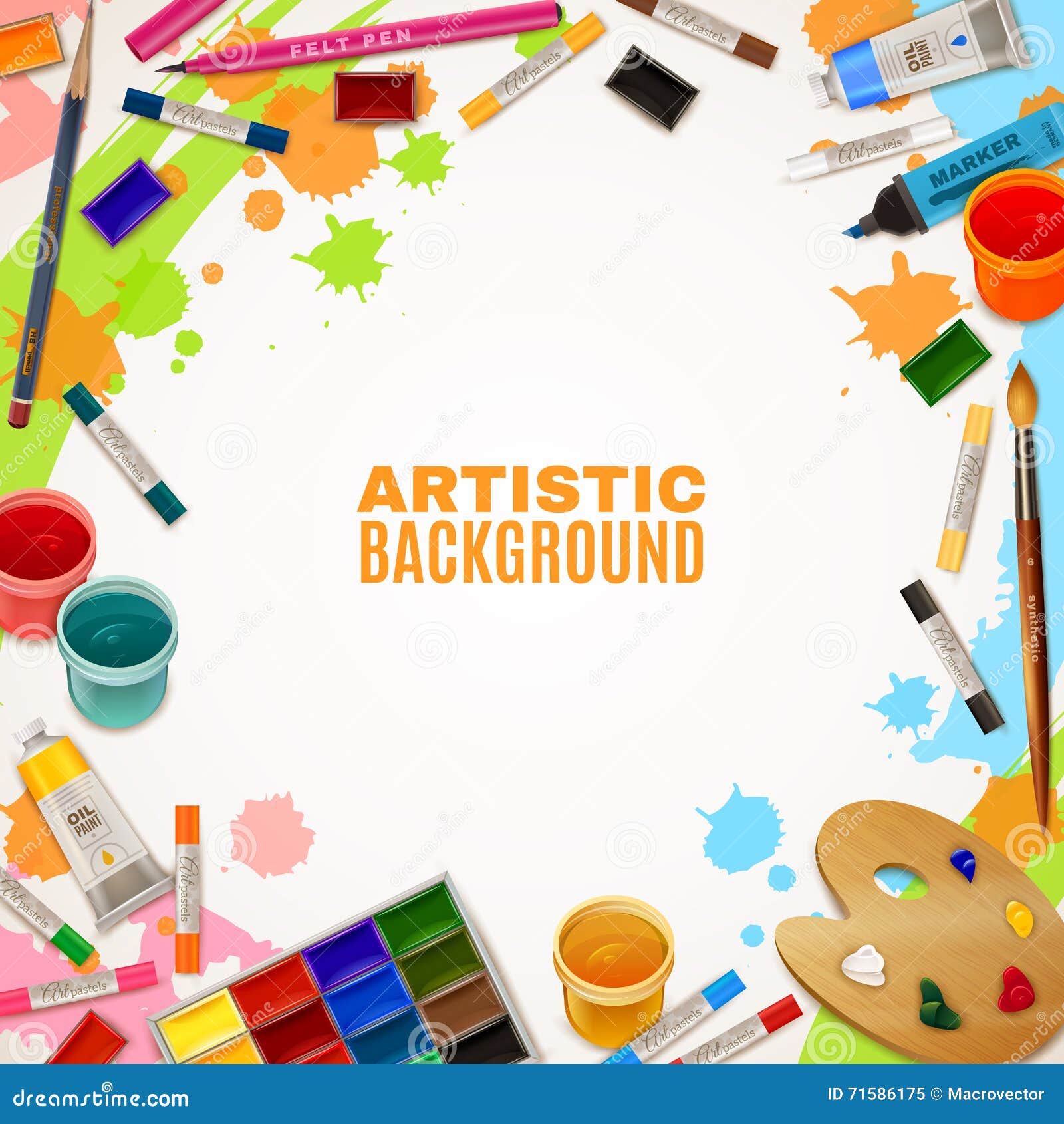 Artistic Background with Tools for Paintings Stock Vector ...