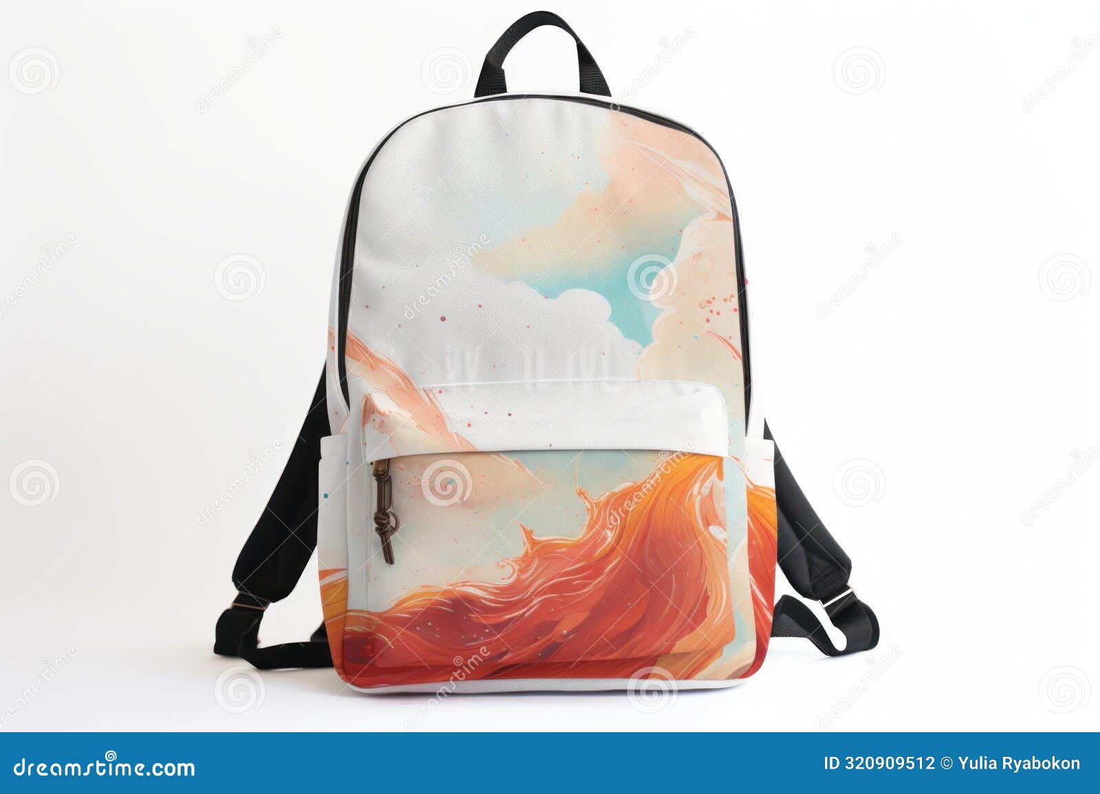 Artistic Backpack with Abstract Design on White Background Stock ...