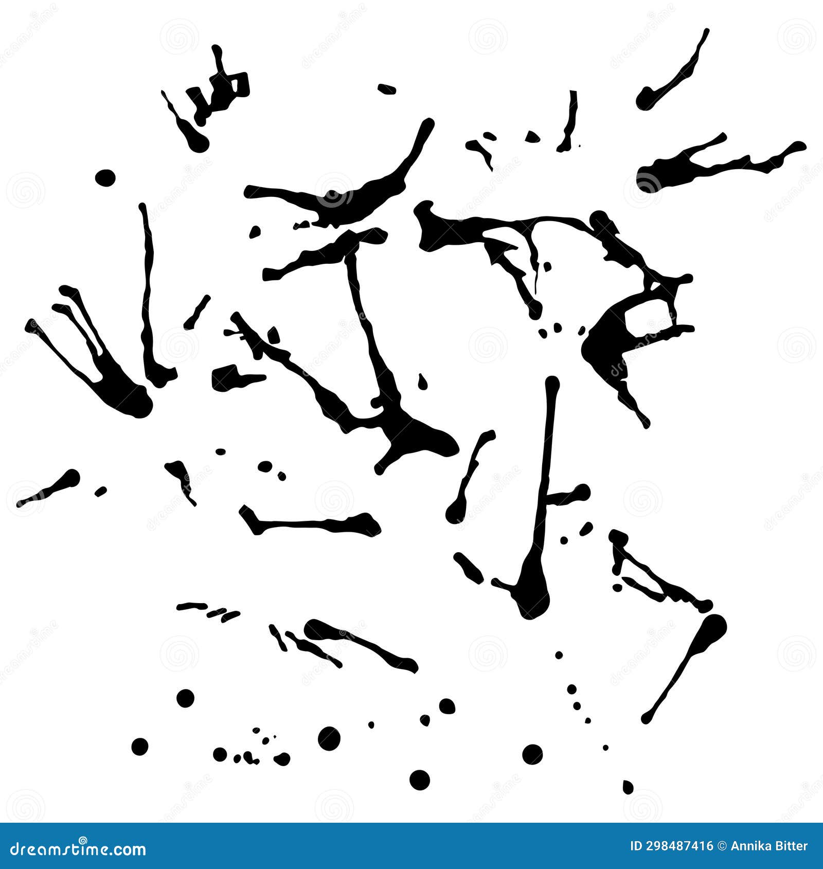 Artistic Black Paint Blobs on White Paper Stock Illustration ...