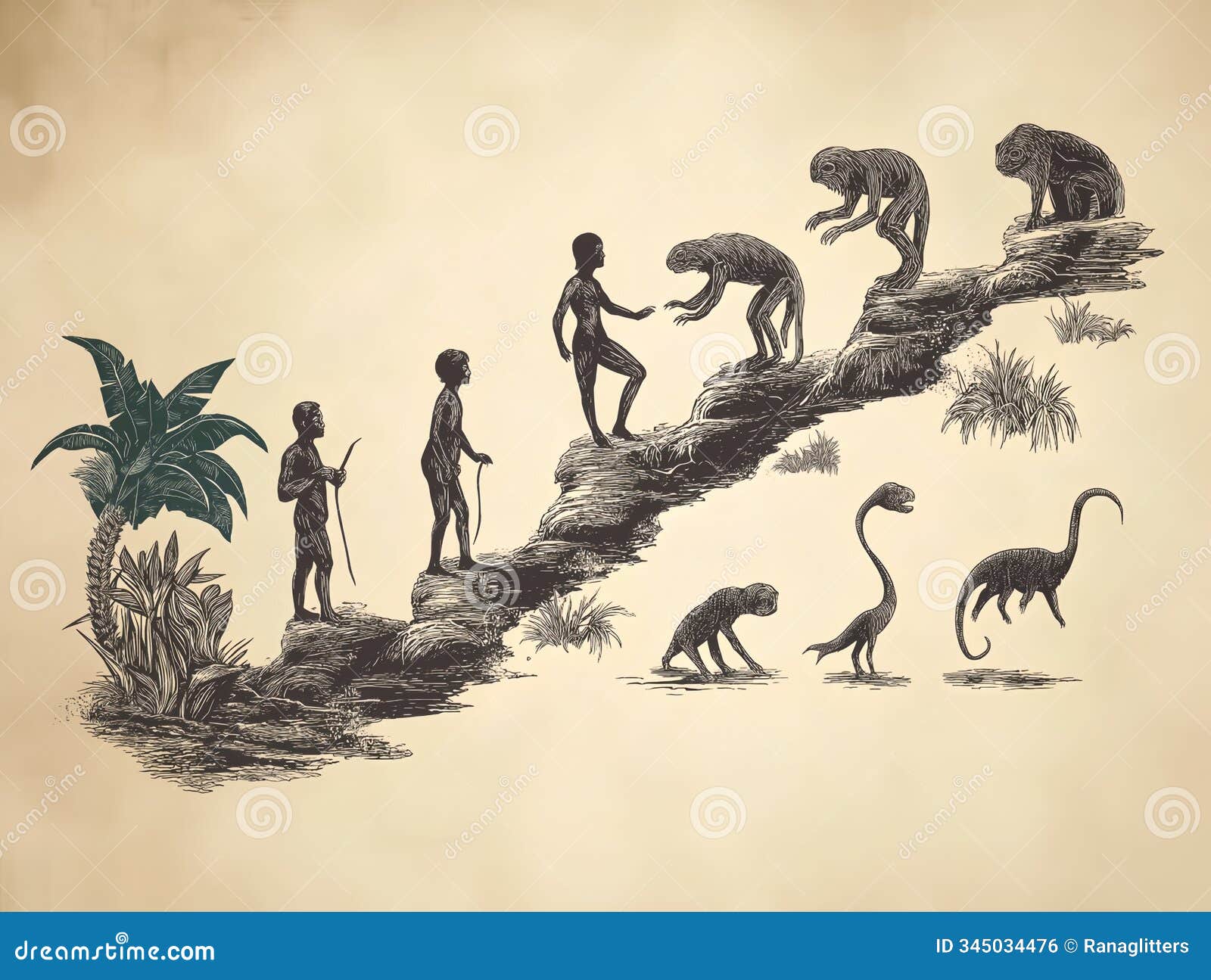 An Artistic Black and White Illustration of Human Evolution Symbolizing ...