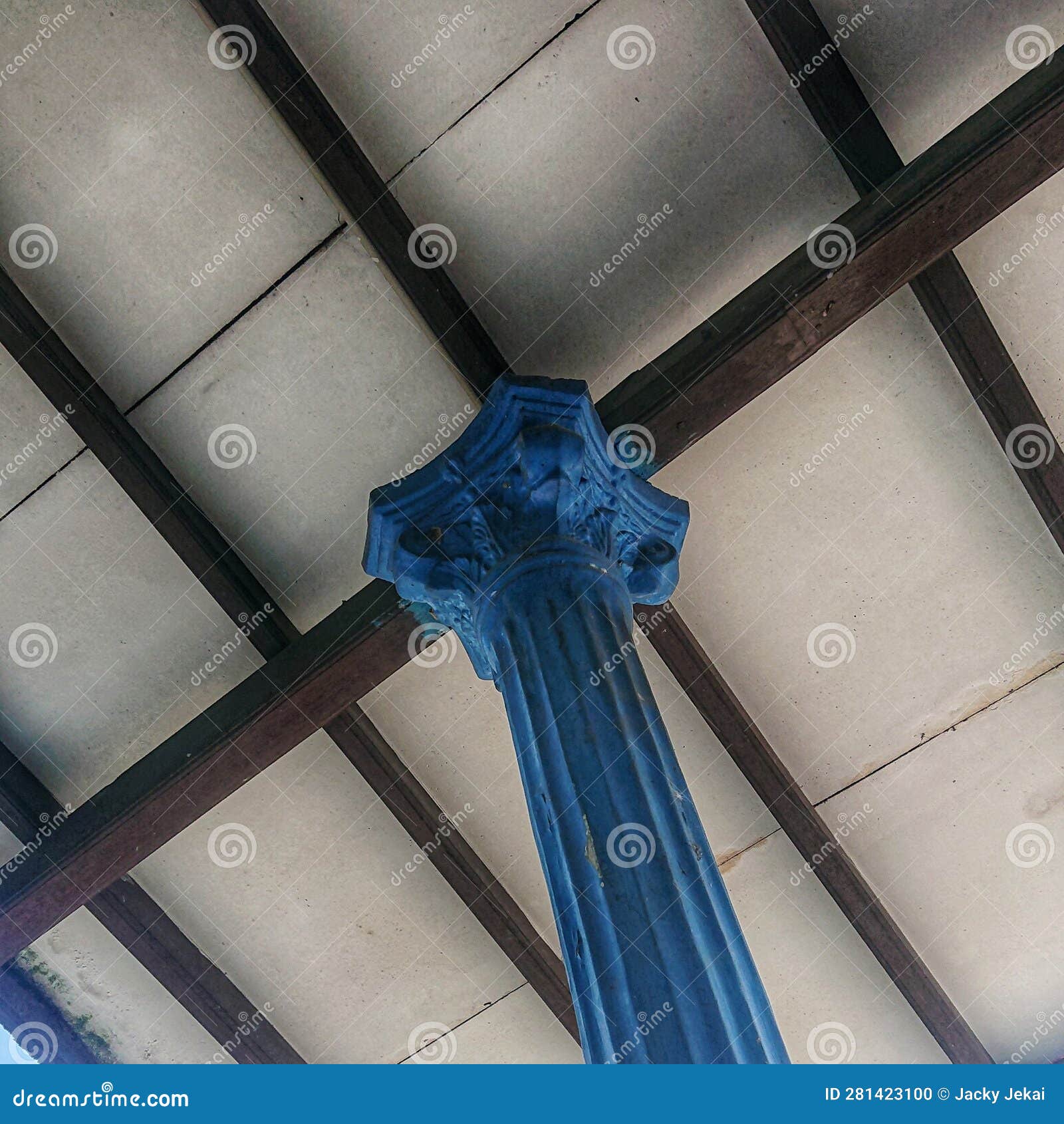 Artistic Blue Pillar of an Ancient House Stock Photo - Image of ancient ...
