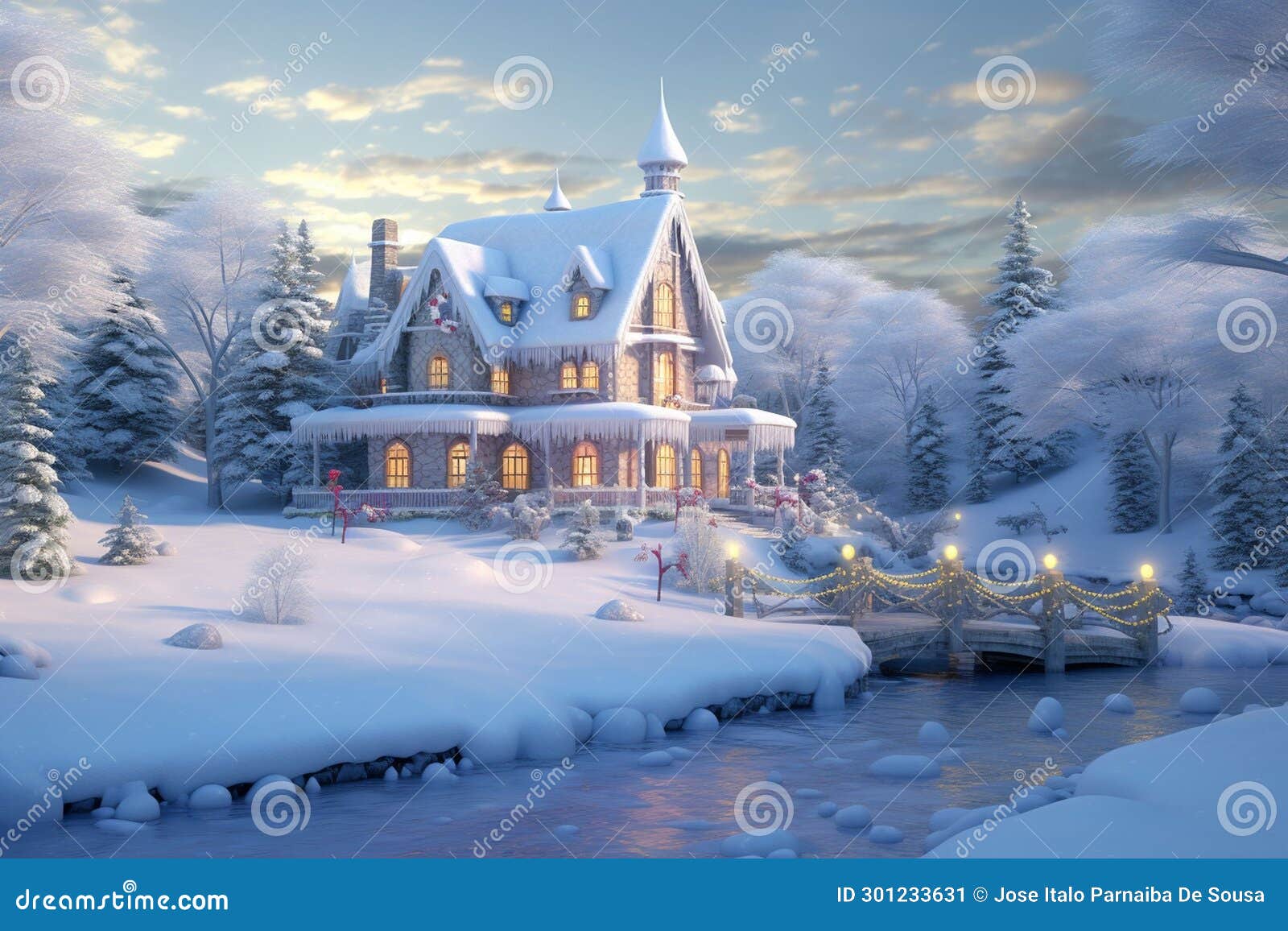 Enchanting Winter Wonderland Scenes with Stock Illustration ...