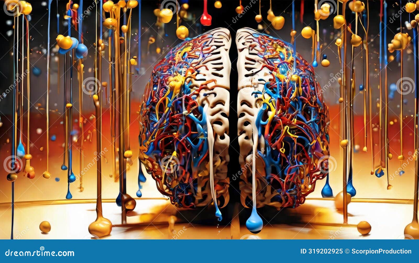 Artistic Brain with Colorful Drips Stock Image - Image of imagination ...