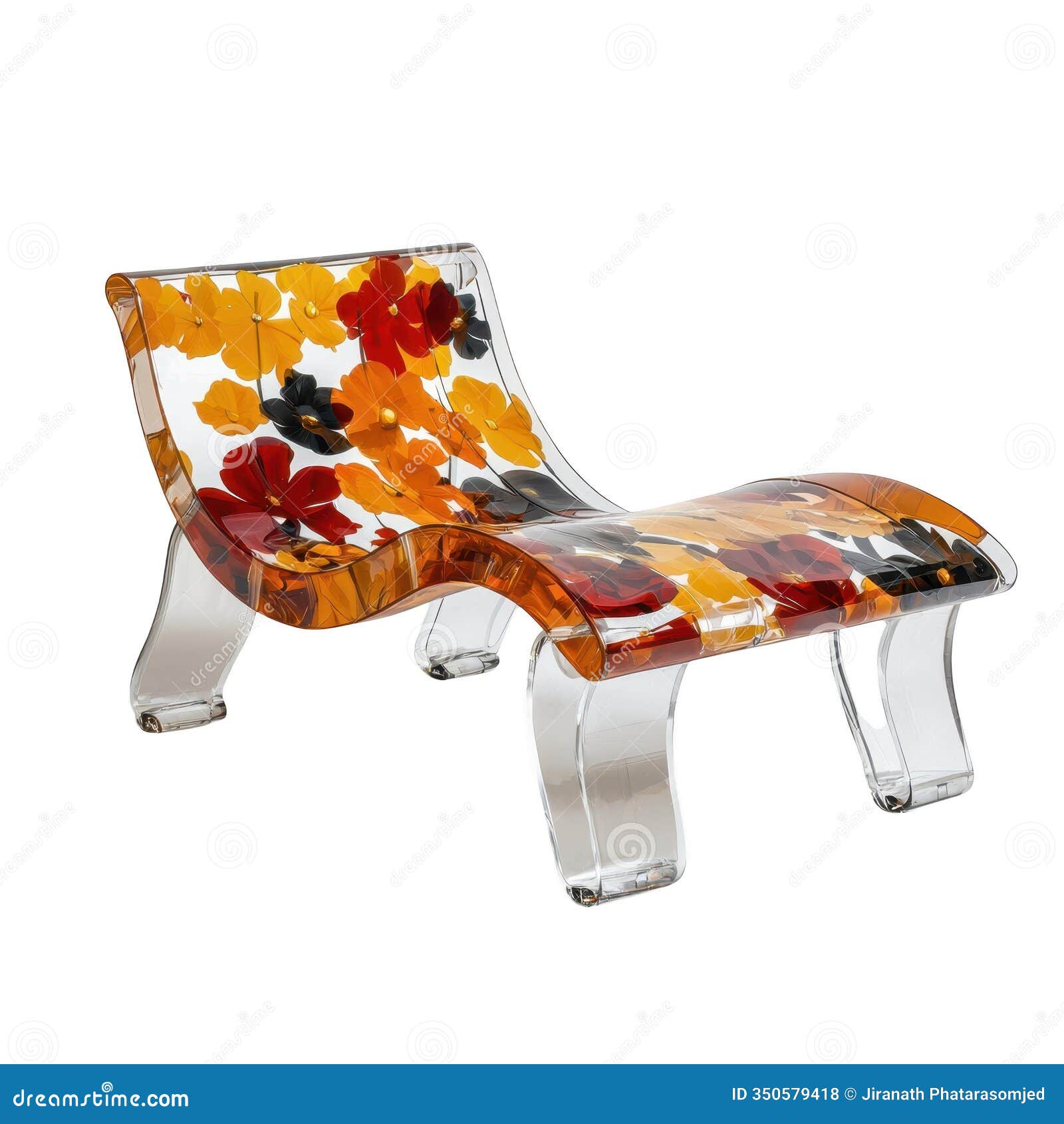 Artistic Chaise Lounge with Sculptural Design and Vibrant Floral ...