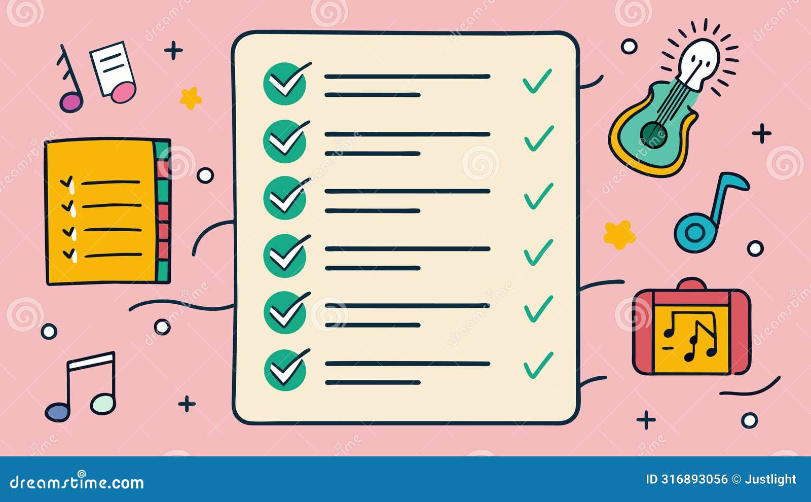 An Artistic Checklist Featuring Handdrawn Illustrations of Each Tracks ...