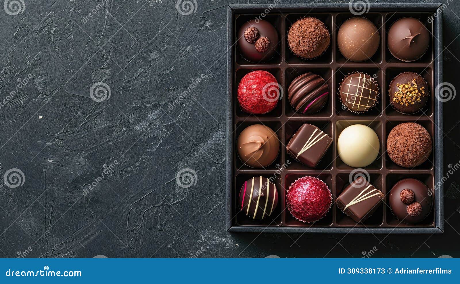 Artistic Chocolate Collection with Diverse Textures in a Luxurious Dark ...