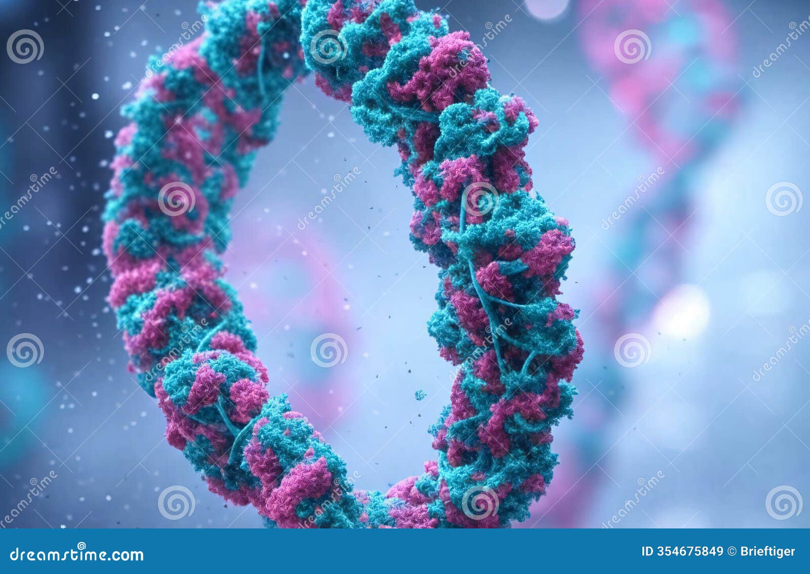 DNA Chromatin Structure Dissolving With Bioluminescent Colors Royalty ...