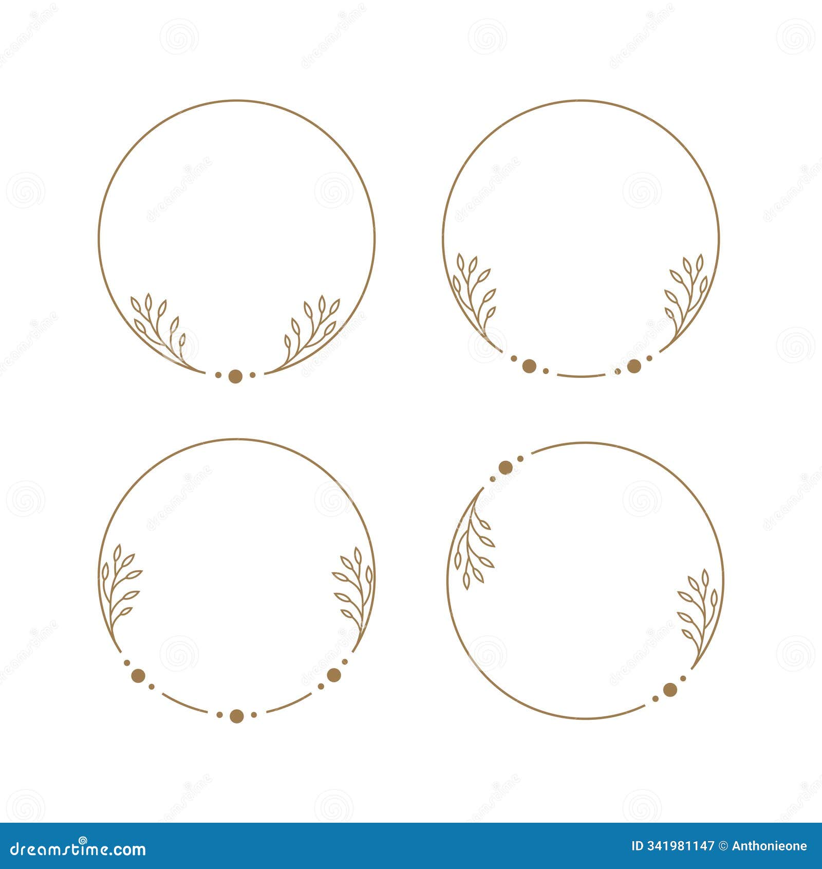 Artistic Circle Frame Plant Decorative Isolated Vector Illustration ...