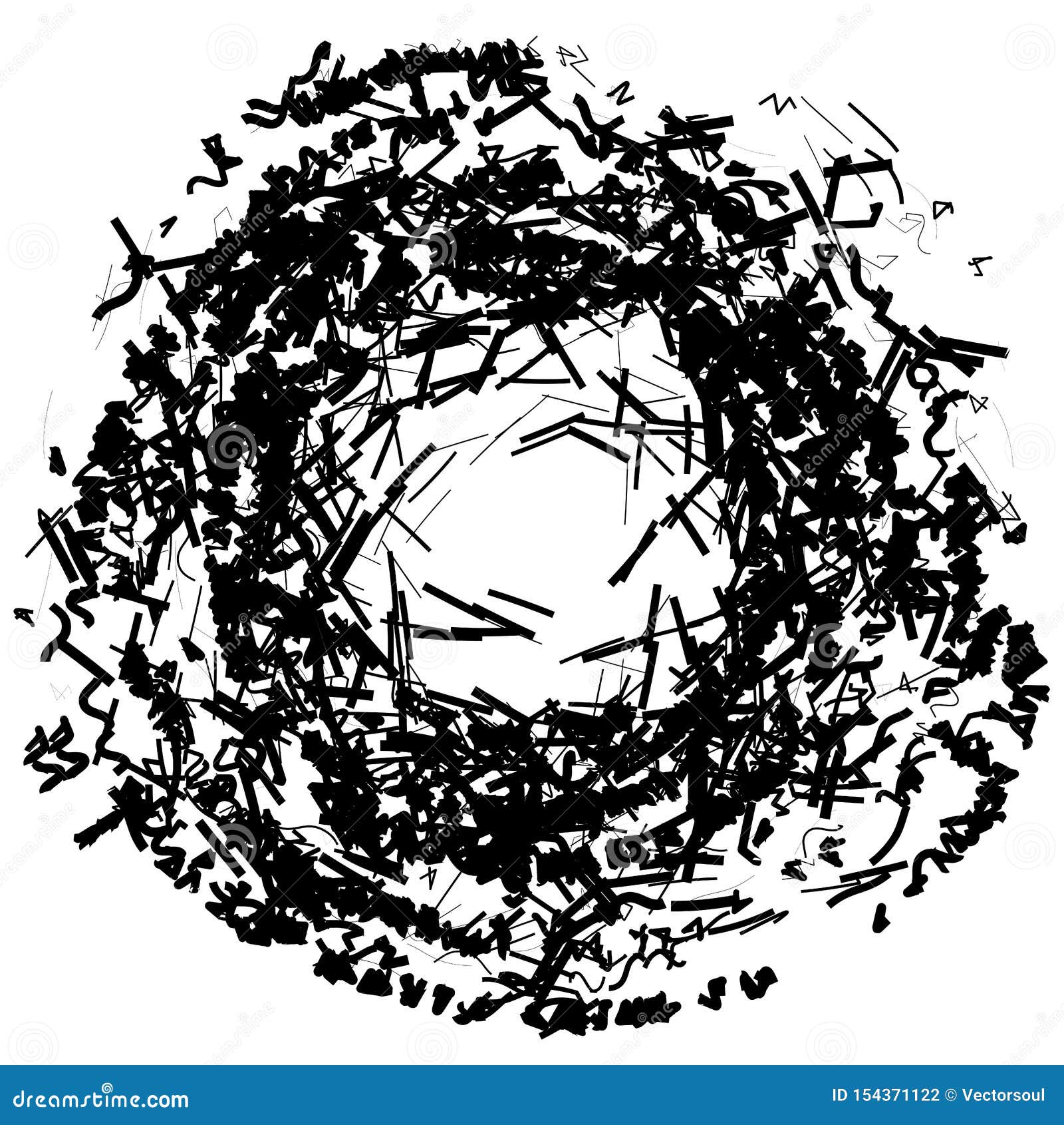 Artistic Circular Element / Circle Abstract Shape with Shattered Pieces ...
