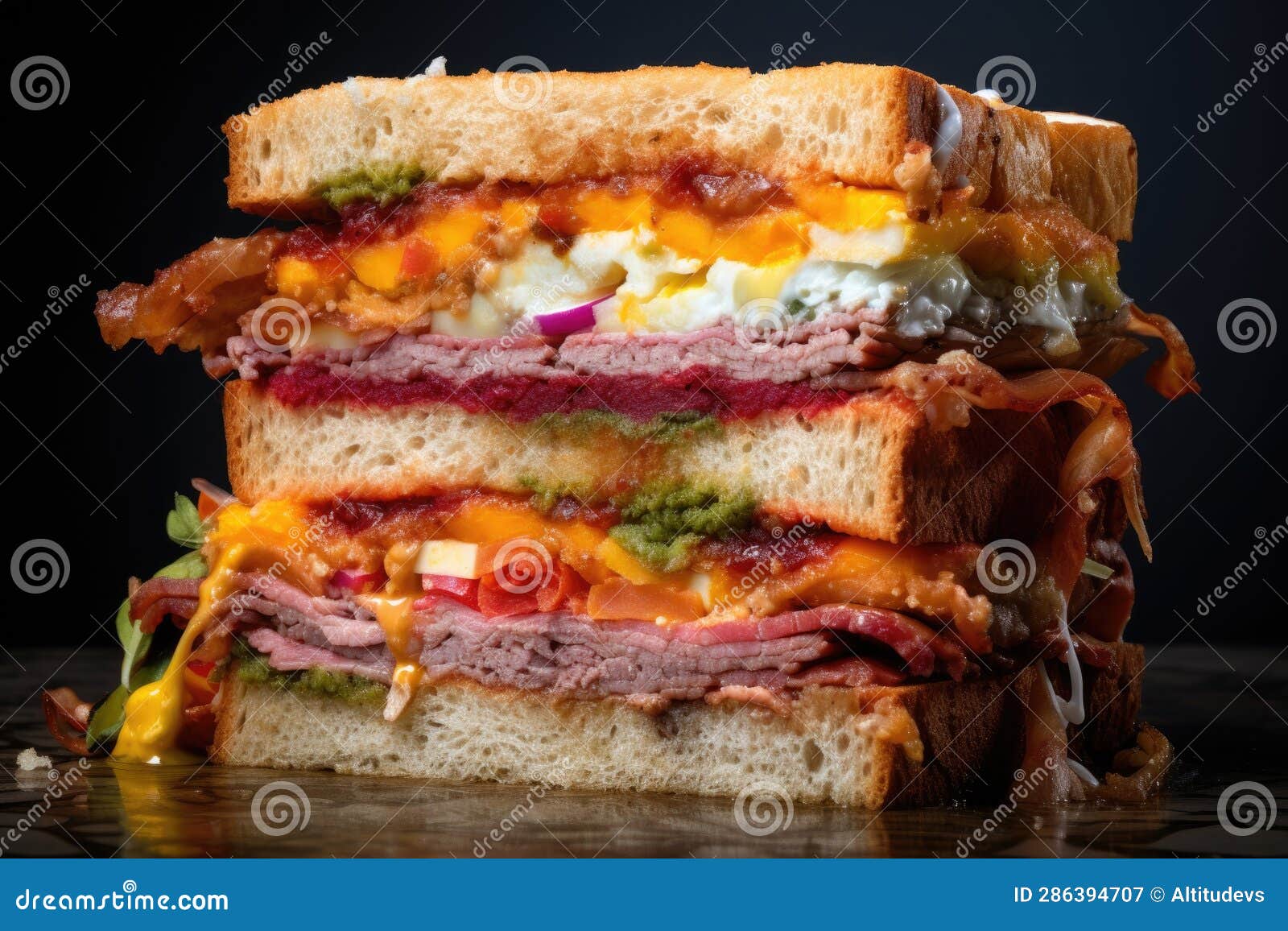 An Artistic Close-up of Sandwich Layers and Textures Stock Image ...
