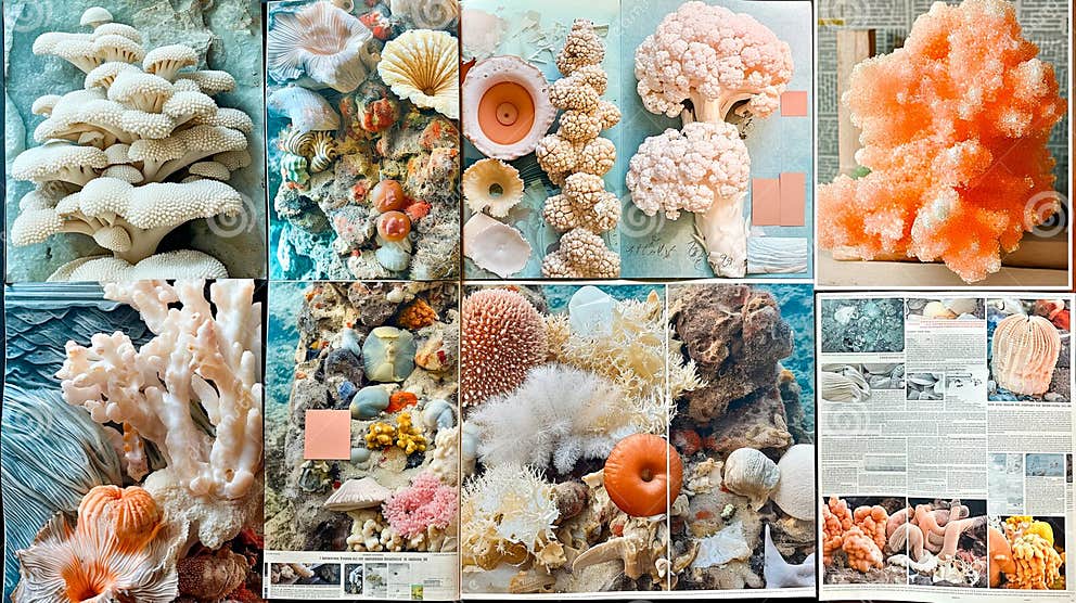 Artistic Collage Displaying an Array of Corals and Seashells ...