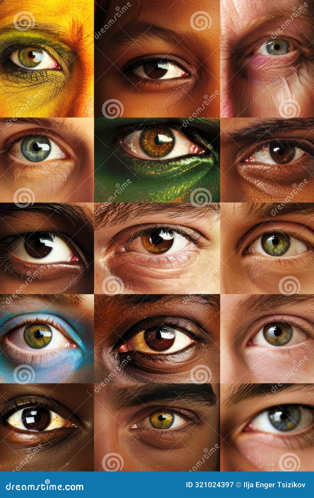 Artistic Collage Featuring a Multitude of Diverse Human Eyes in a ...