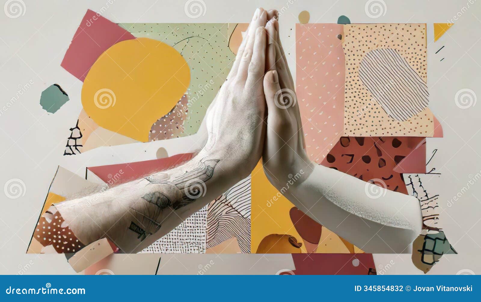 Artistic Collage of High Five Symbolizing Unity and Diversity Stock ...