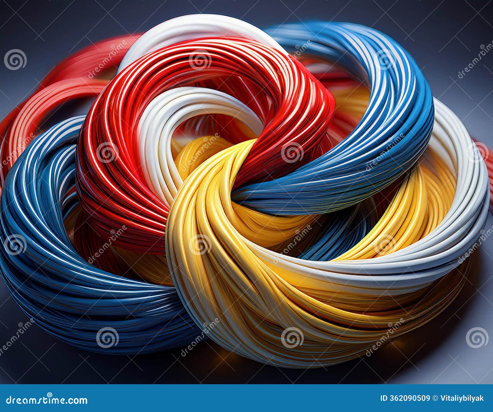 An Artistic Composition of Intertwined Wires Colored in Red, White, and ...
