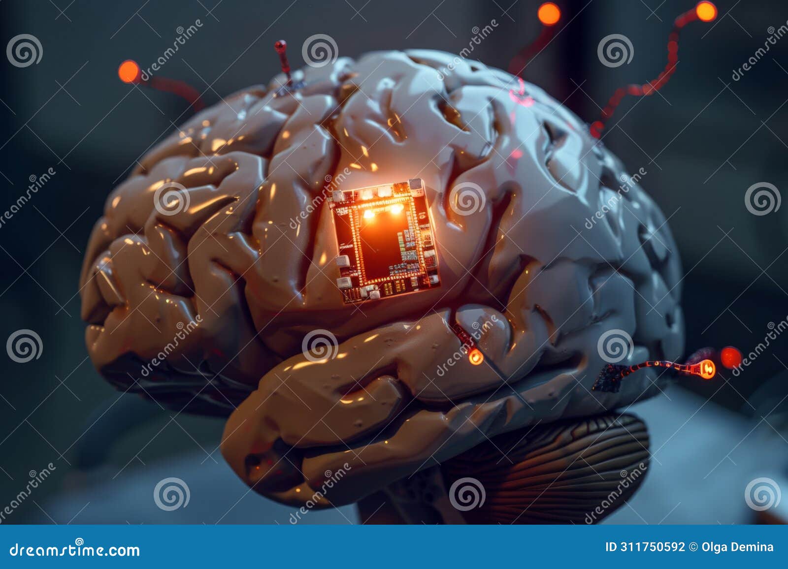 Brain With Neuralink Chip In A Dynamic Digital Environment, AI And ...