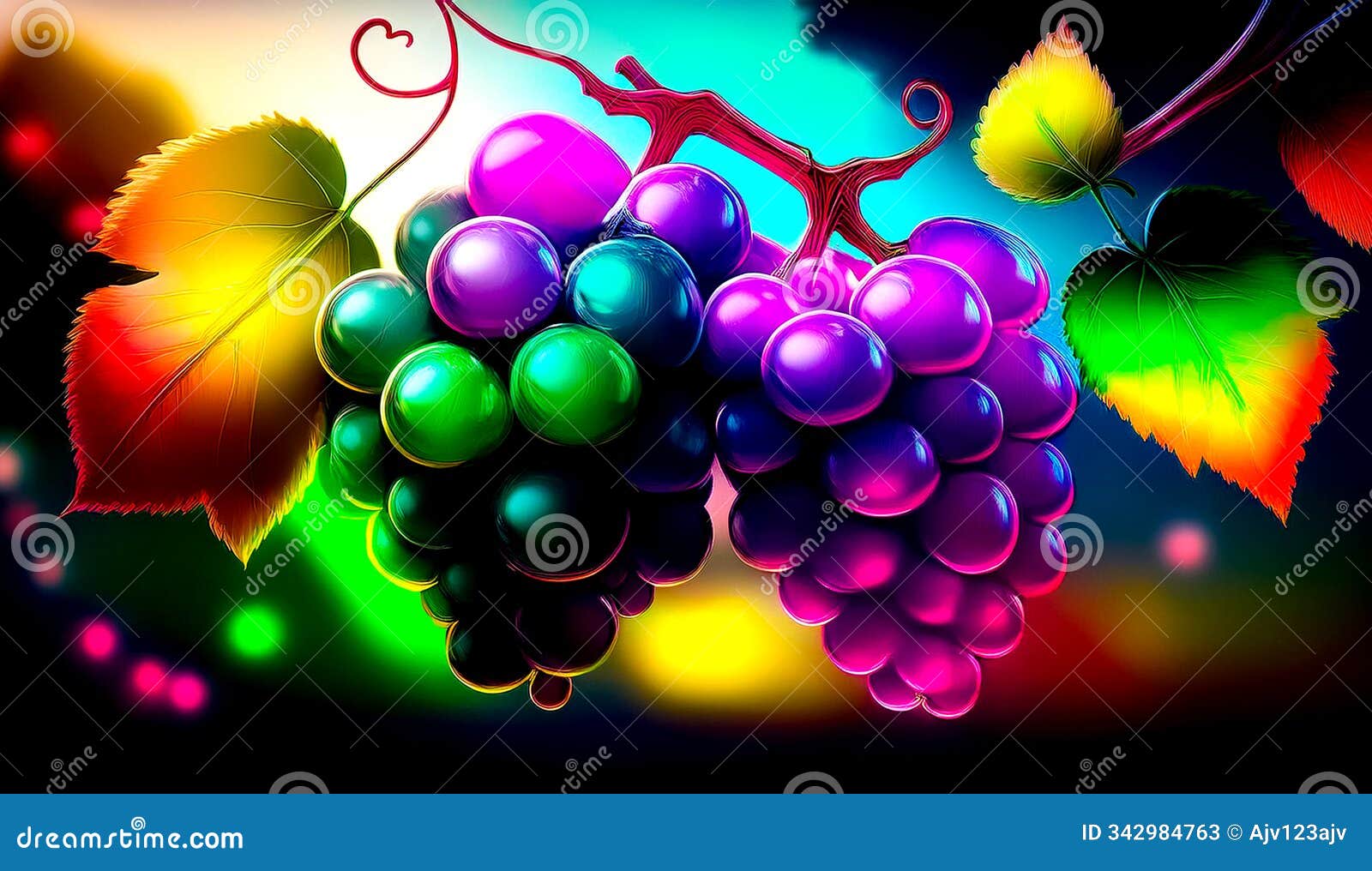 An Artistic Concept Sketch of a Landscape with Bunches of Ripe Grapes Stock Illustration ...