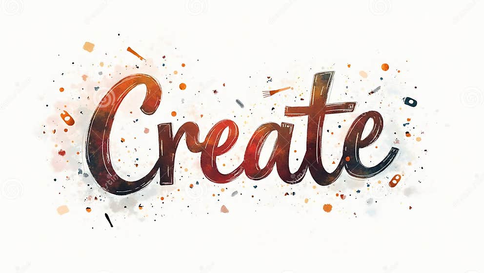 Artistic Create Word in Script with Paintbrush and Palette Doodles ...