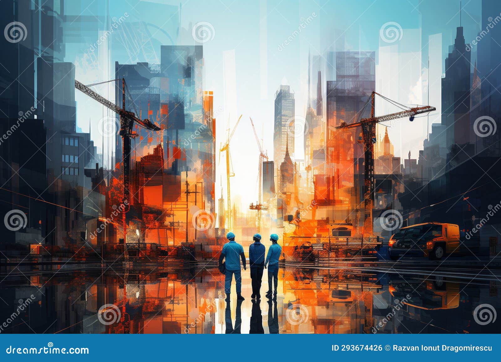 Artistic Creative Background Illustration Featuring Construction ...