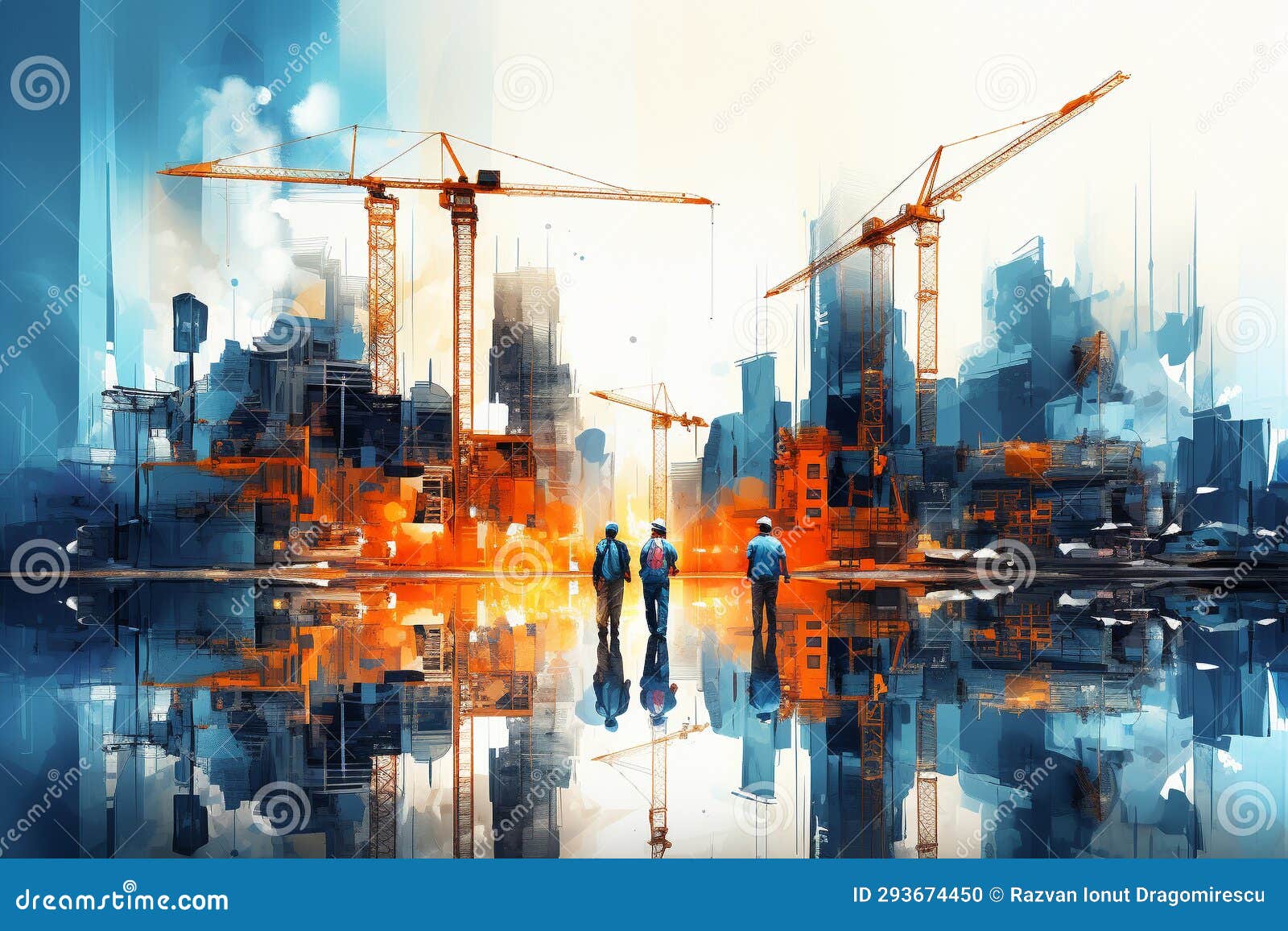 Artistic Creative Background Illustration Featuring Construction ...