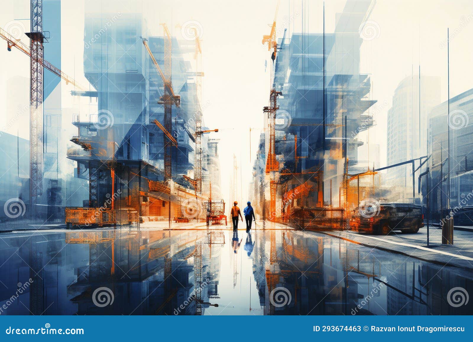 Artistic Creative Background Illustration Featuring Construction ...