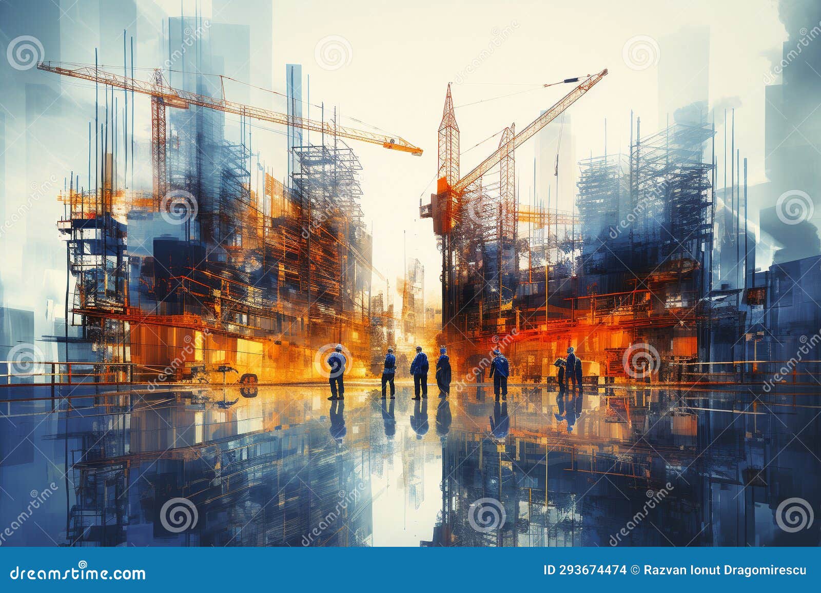 Artistic Creative Background Illustration Featuring Construction ...