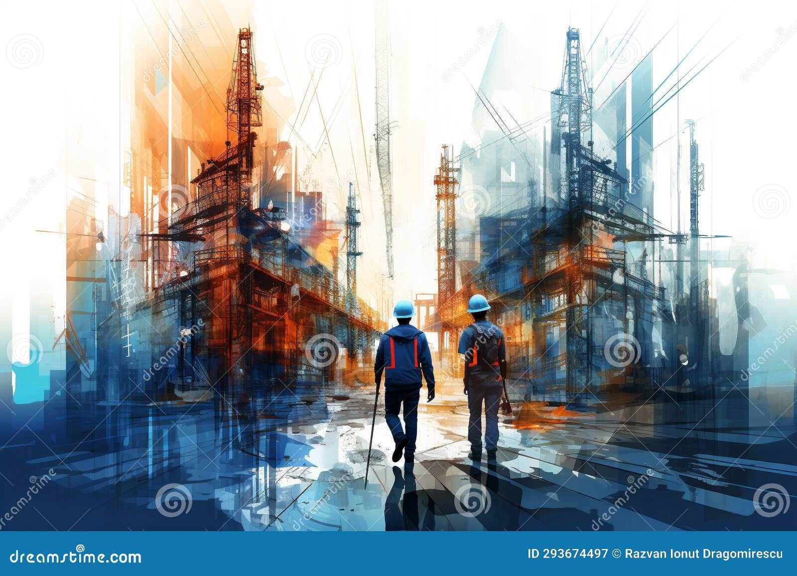 Artistic Creative Background Illustration Featuring Construction ...