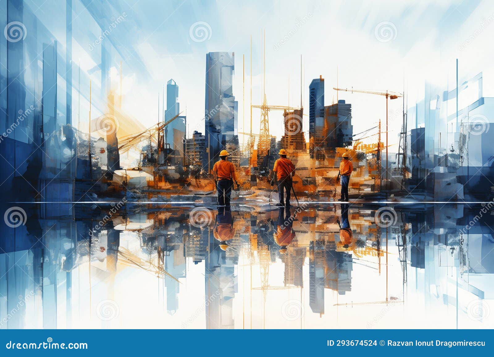 Artistic Creative Background Illustration Featuring Construction ...