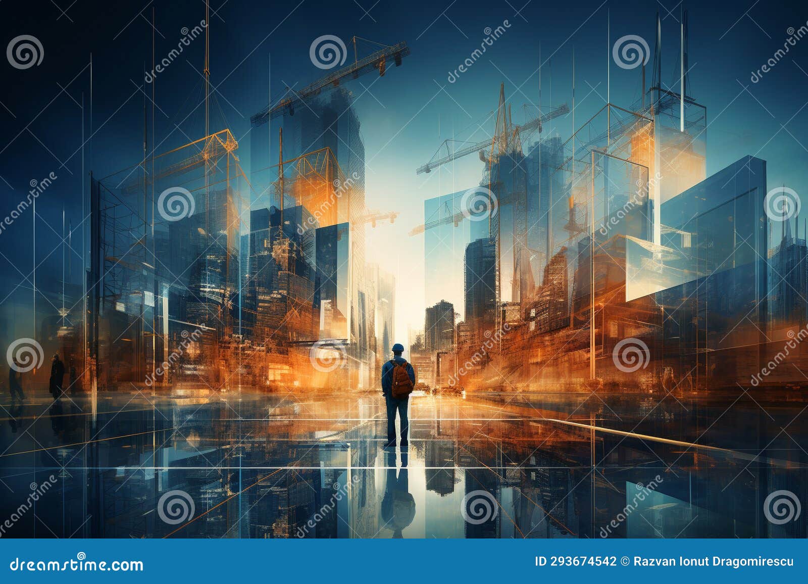 Artistic Creative Background Illustration Featuring Construction ...