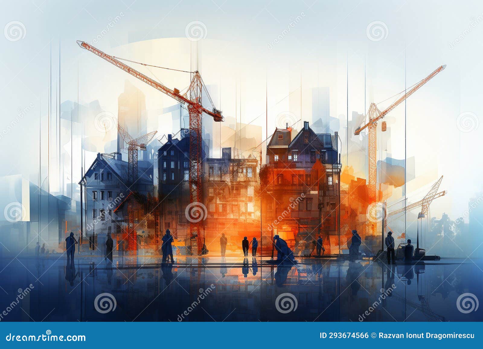 Artistic Creative Background Illustration Featuring Construction ...