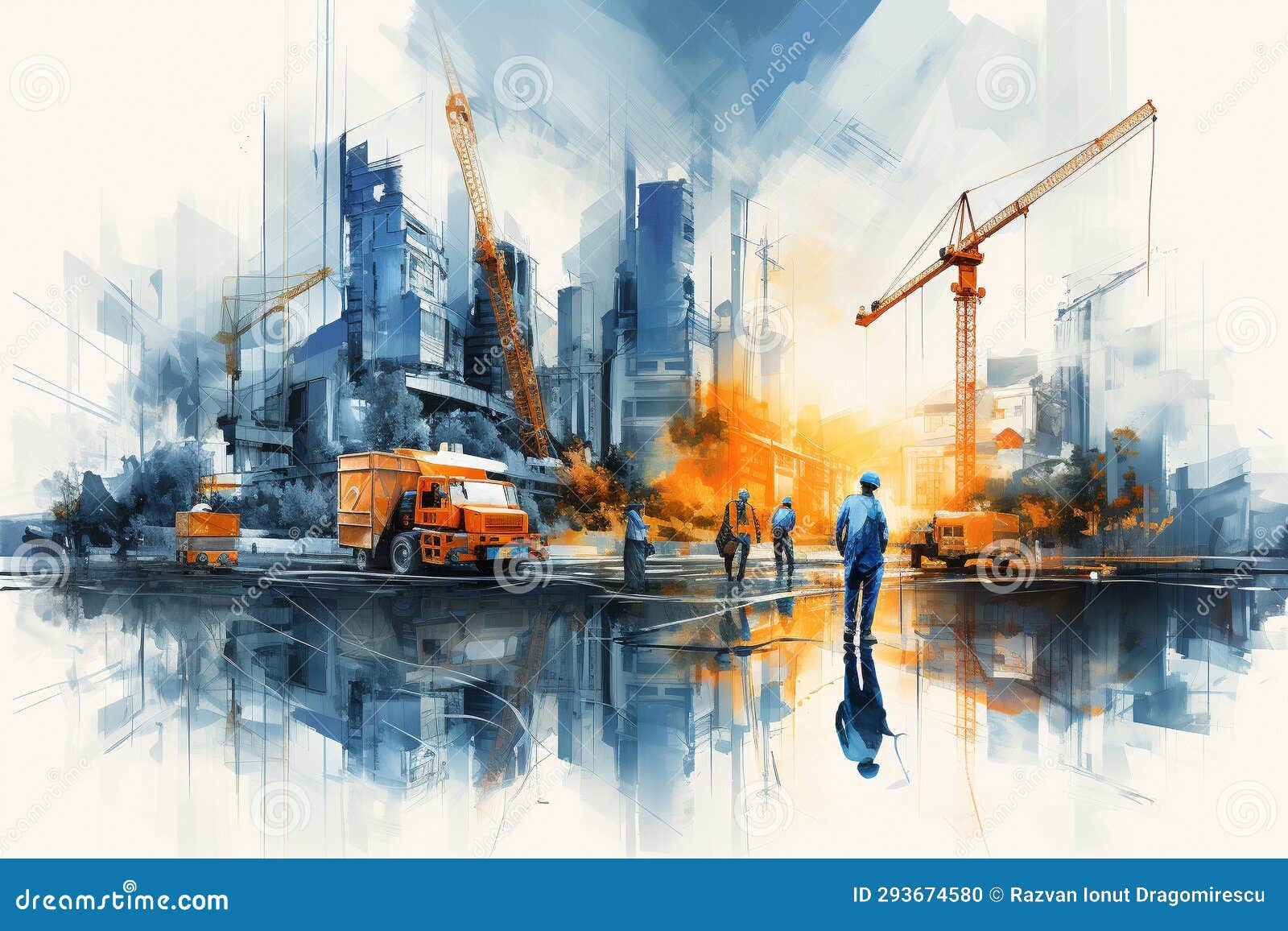 Artistic Creative Background Illustration Featuring Construction ...