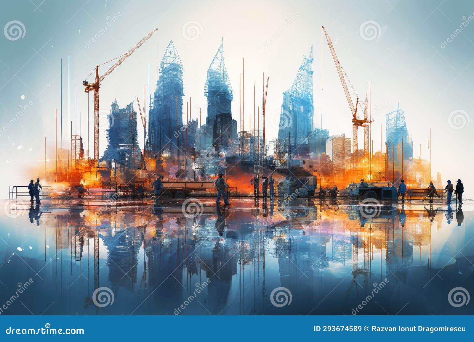 Artistic Creative Background Illustration Featuring Construction ...