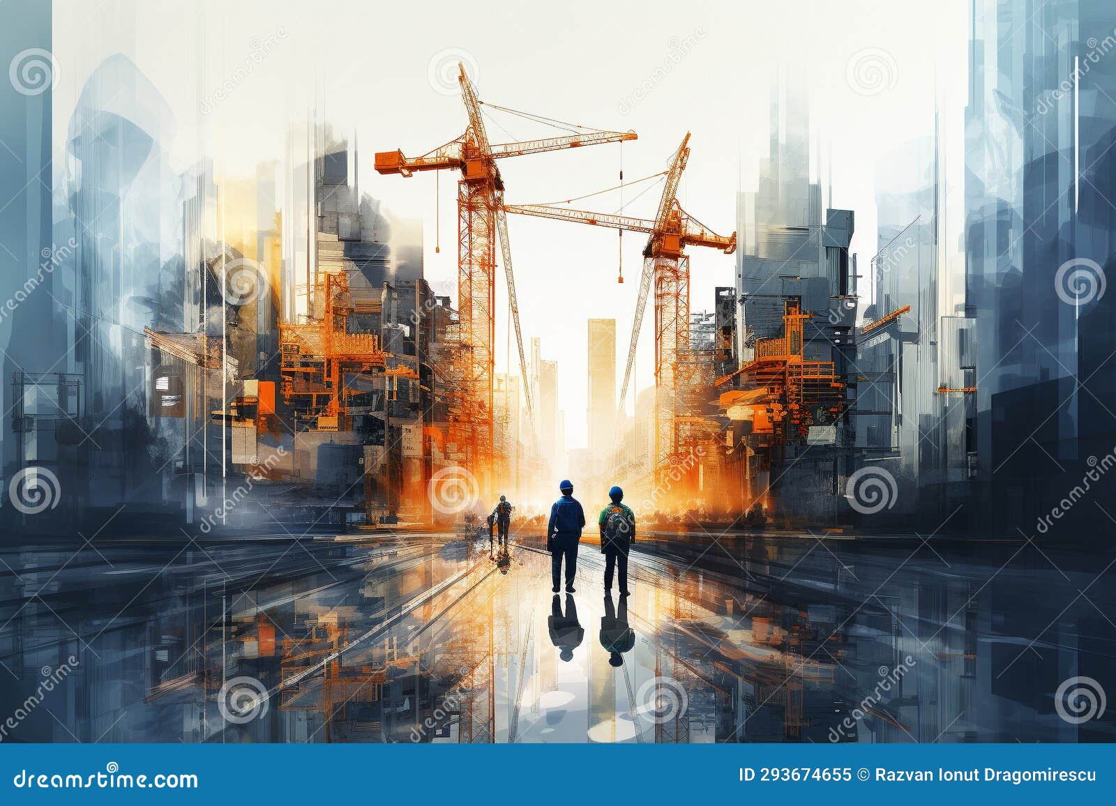 Artistic Creative Background Illustration Featuring Construction ...
