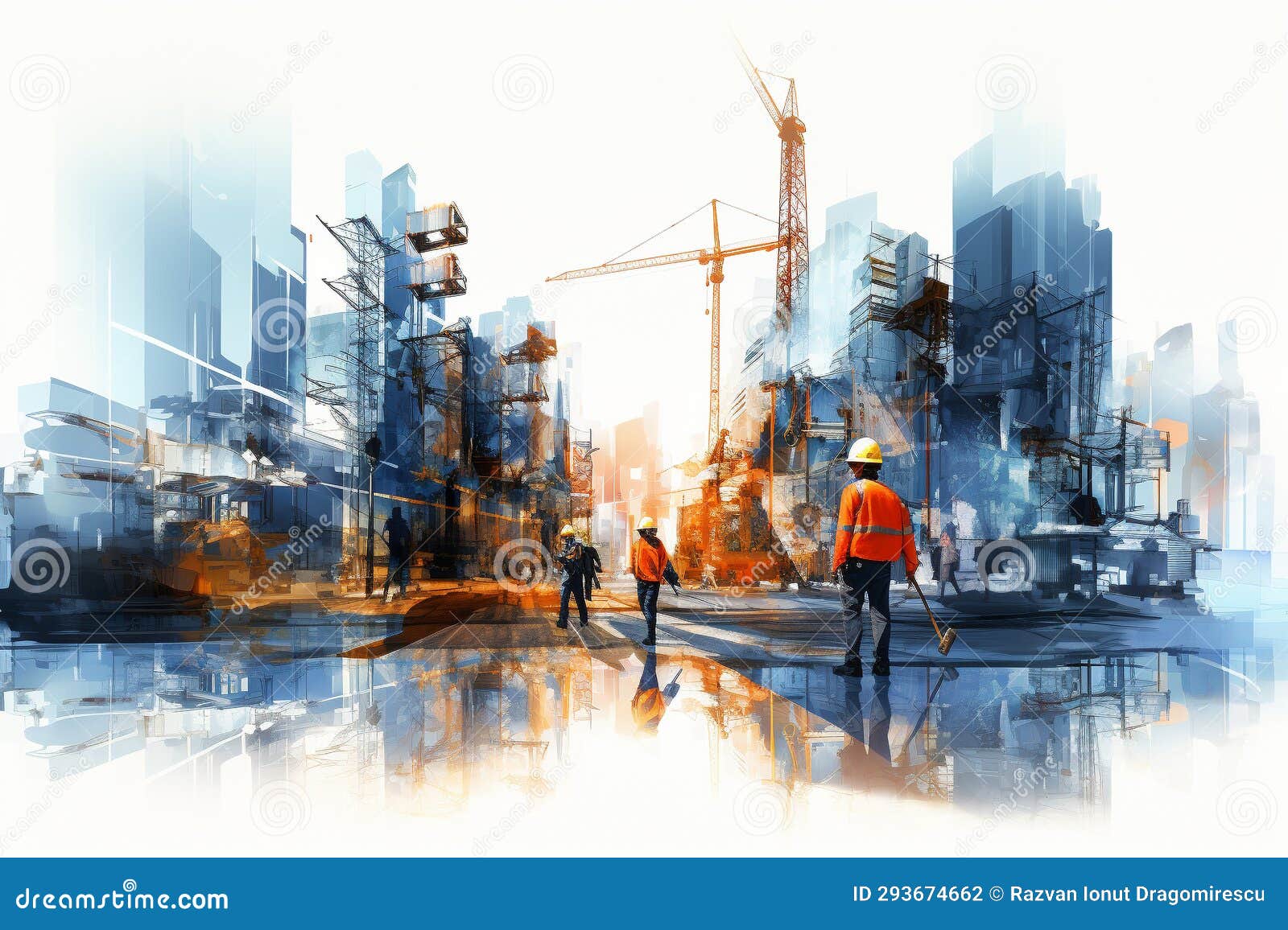 Artistic Creative Background Illustration Featuring Construction ...
